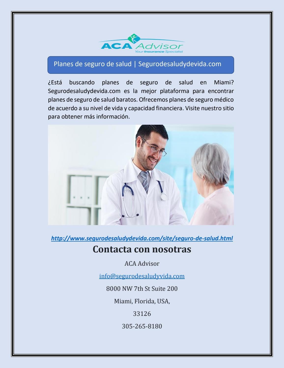 Planes de seguro de salud | Segurodesaludydevida.com by ACA ADVISOR - Issuu