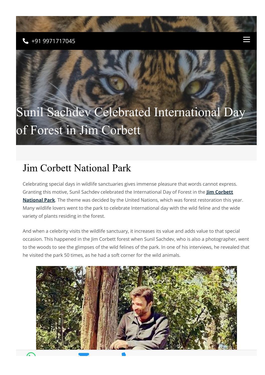Sunil Sachdev Celebrated International Day of Forest in Jim Corbett by ...