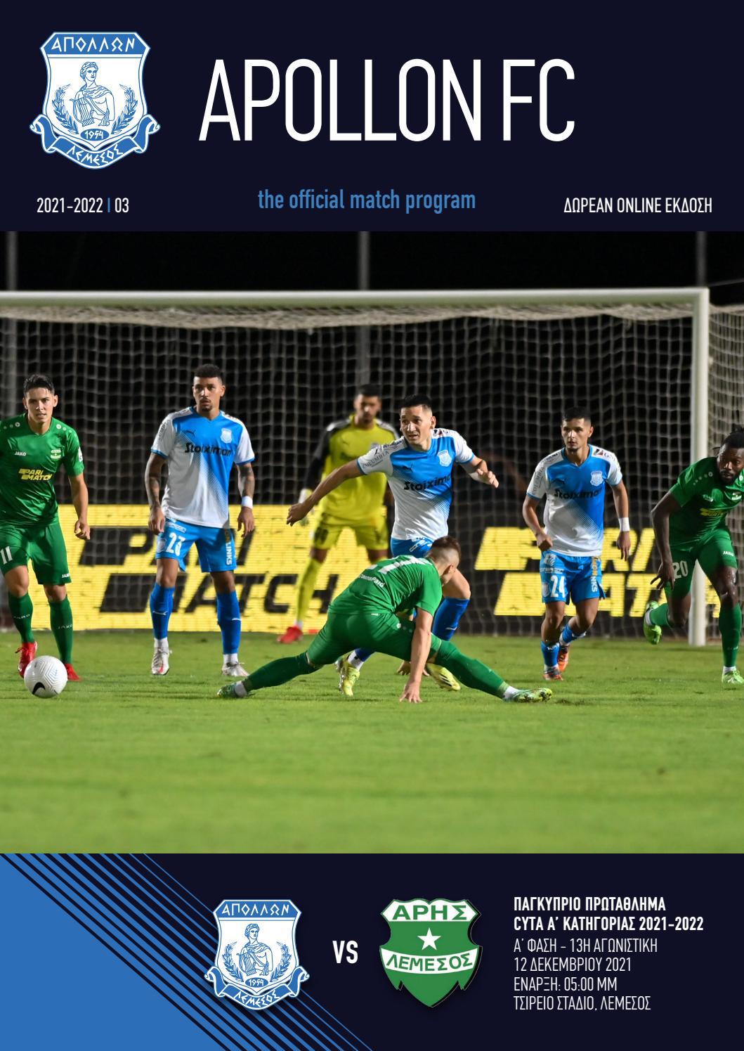 Apollon FC Match Program 2021-2022| 03 Vs ARIS by Apollon Limassol FC ...