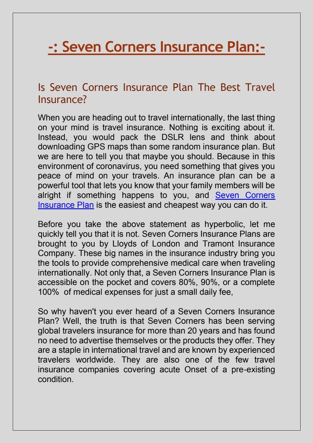 Is Seven Corners Insurance Plan The Best Travel Insurance? by ...