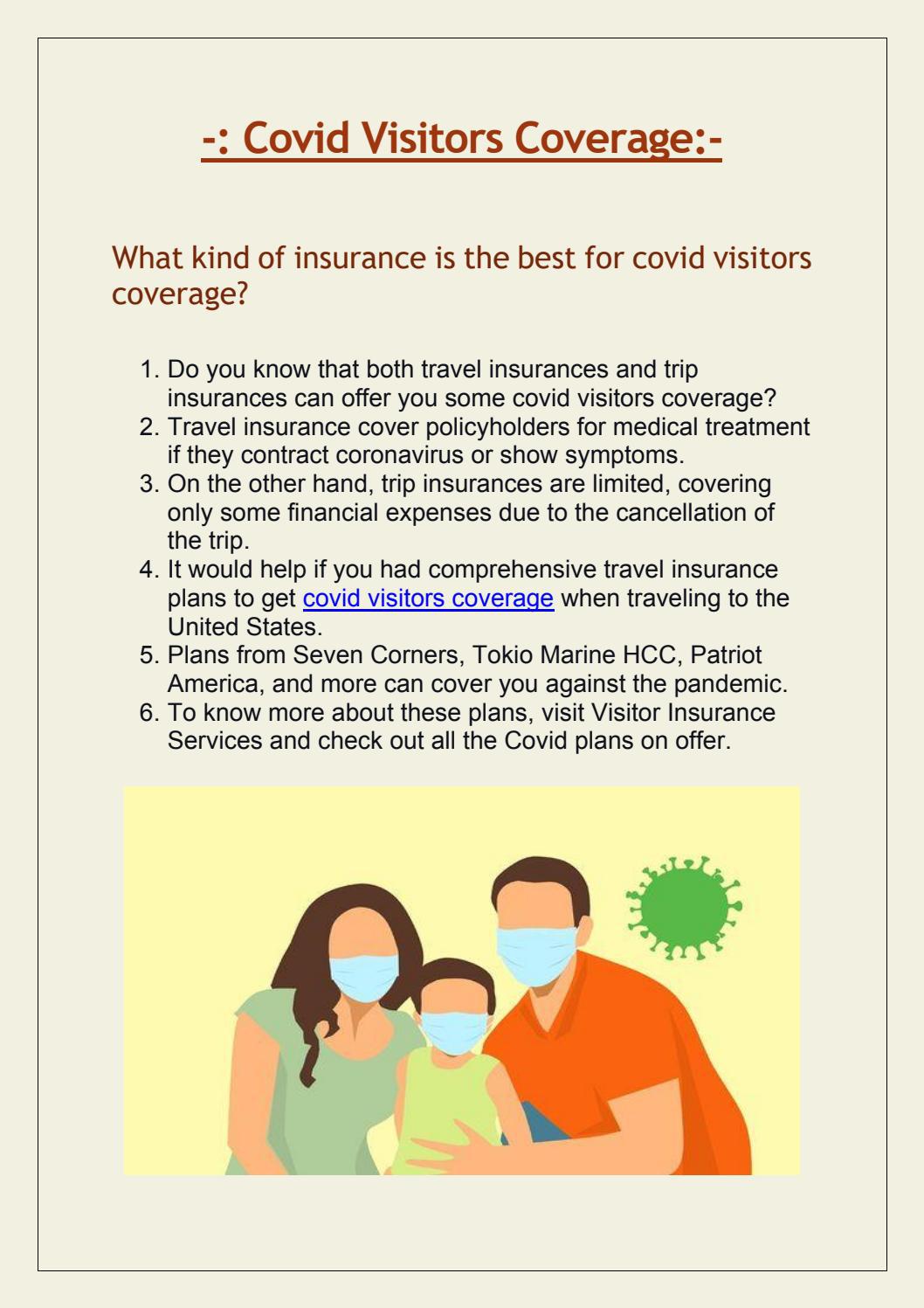 What kind of insurance is the best for covid visitors coverage? by ...
