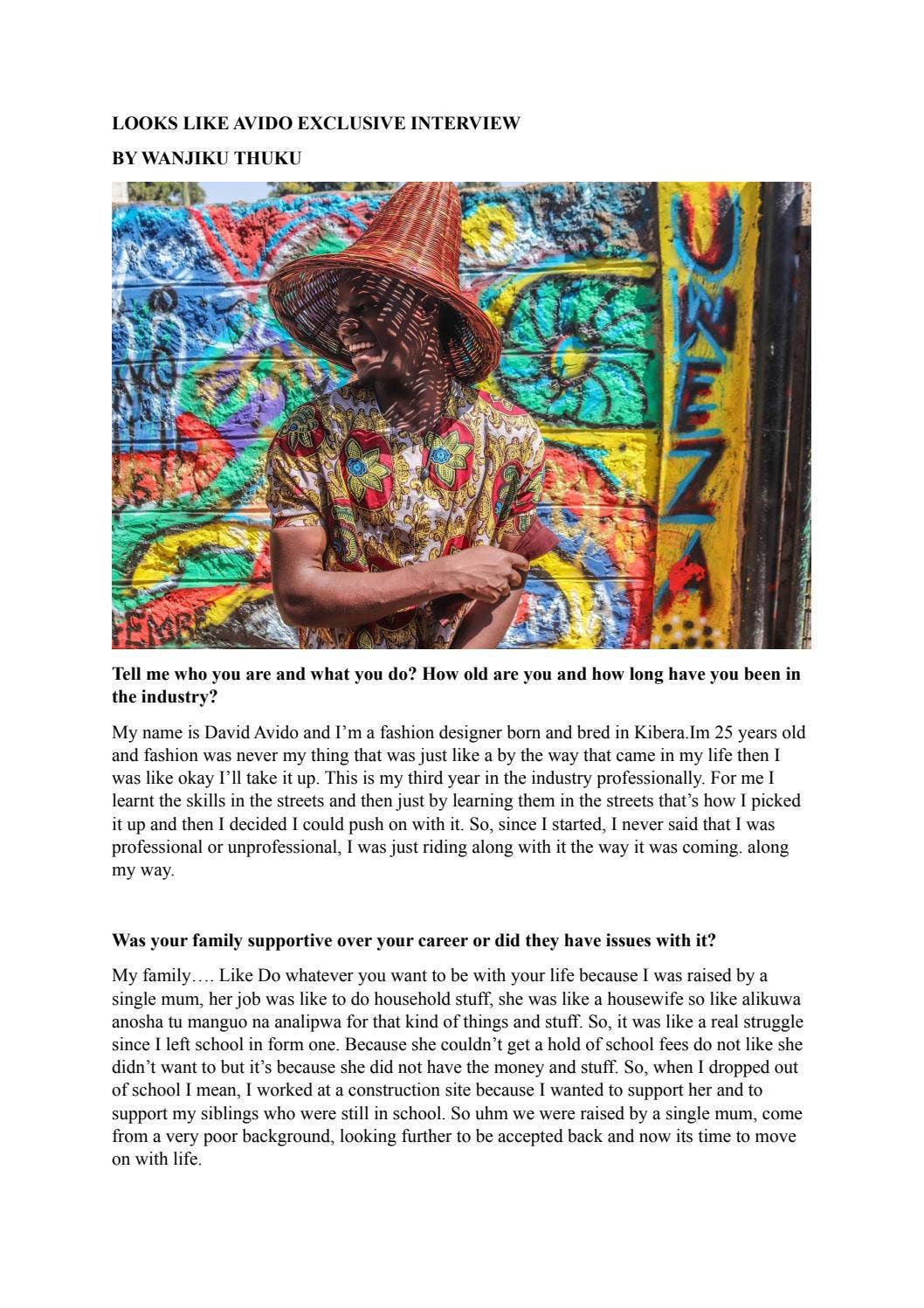 LOOKS LIKE AVIDO EXCLUSIVE INTERVIEW by Wanjiku Thuku - Issuu