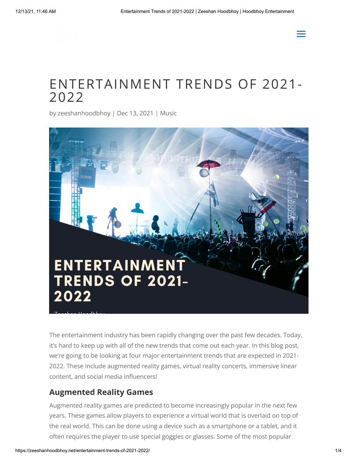 Entertainment Trends of 2021-2022 by Zeeshan Hoodbhoy - Issuu
