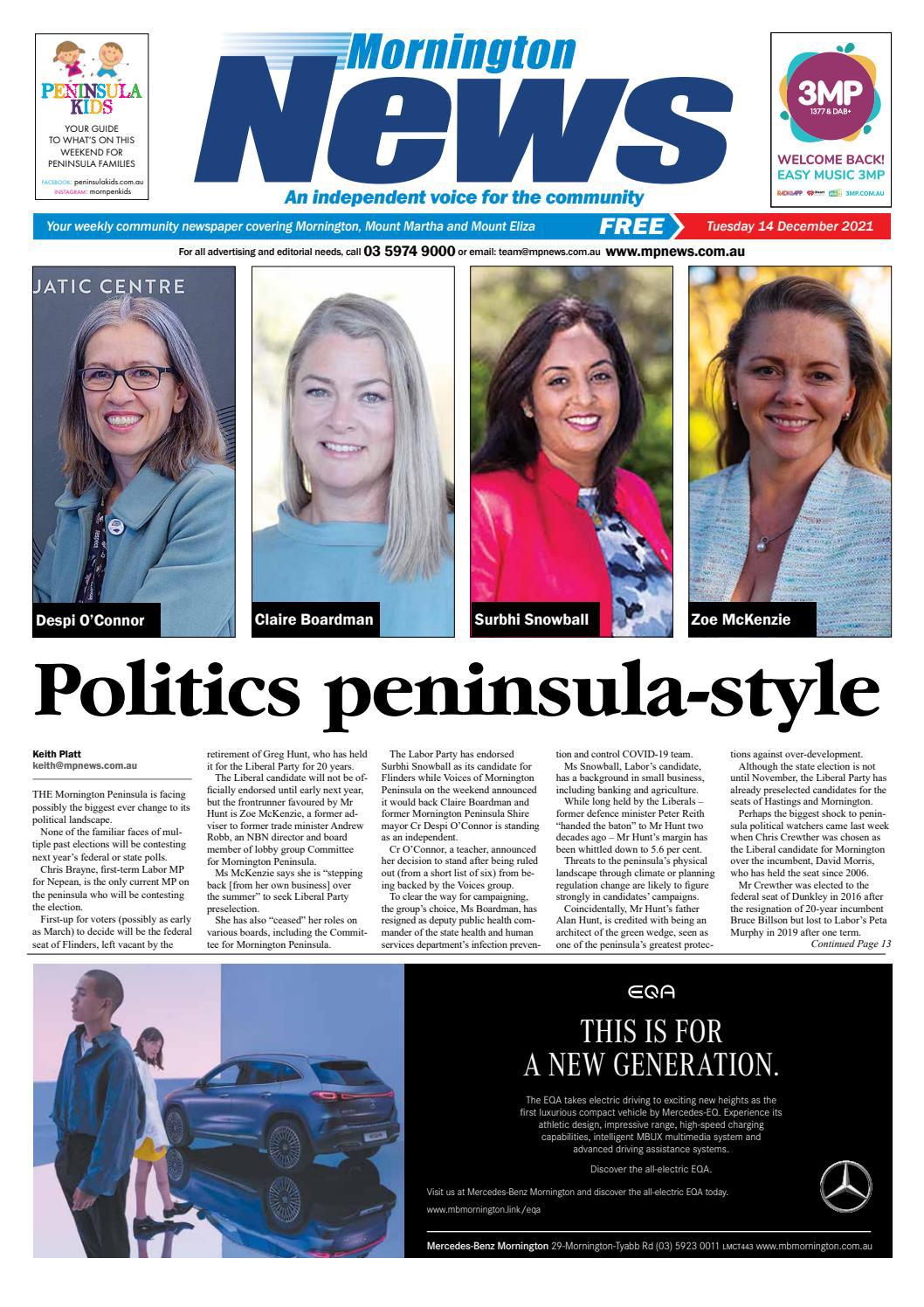 Mornington News 14 December 2021 by Mornington Peninsula News Group - Issuu