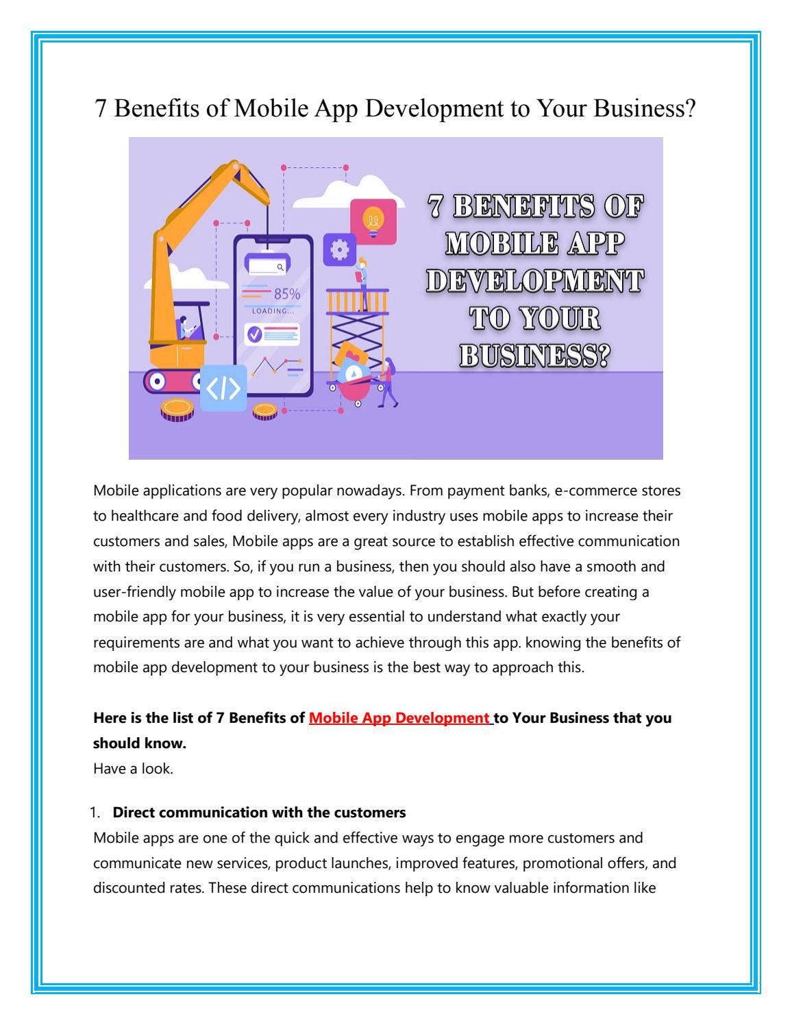 7 Benefits of Mobile App Development to Your Business? by WEBBULLINDIA ...