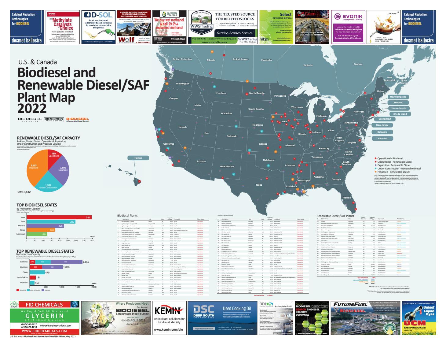 2022 Biodiesel & Renewable Diesel / SAF Plant Map by BBI International ...