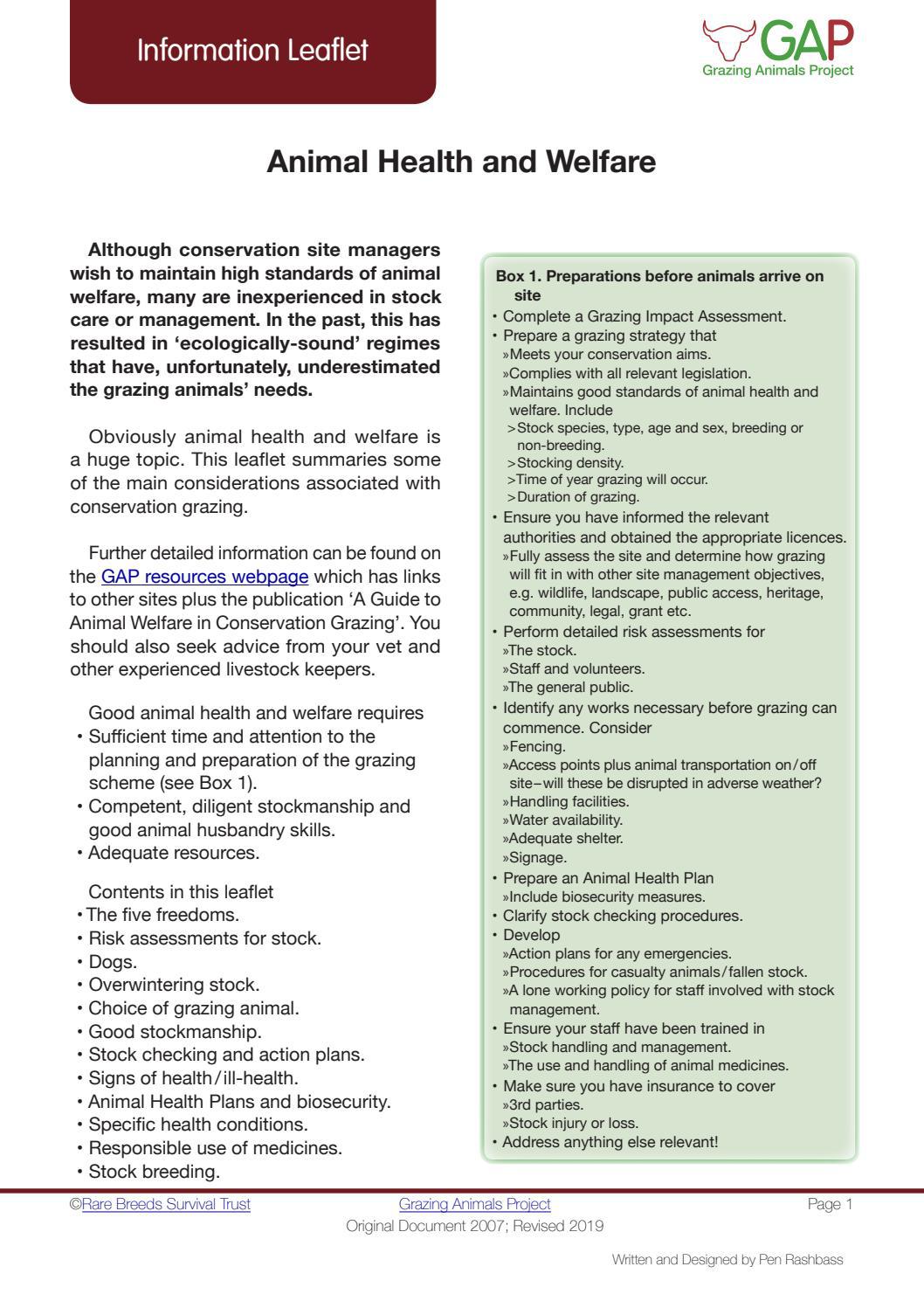 GAP - Animal Health Welfare by Suffolk Biodiversity Information Service ...