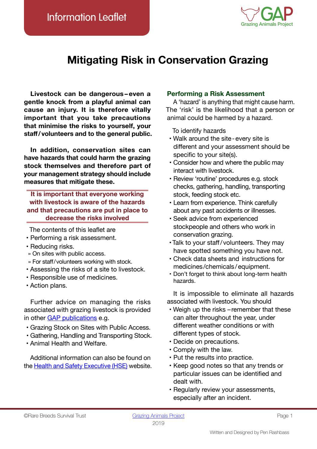 GAP - RIsk Mitigation in Conservation Grazing by Suffolk Biodiversity ...