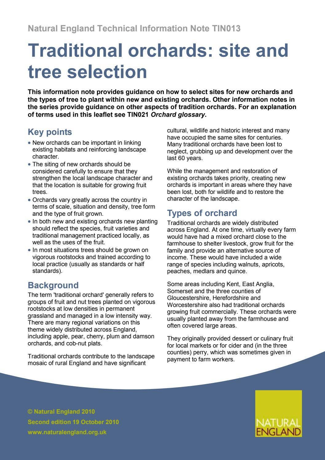 Natural England - Traditional orchards TIN013- site and tree selection ...