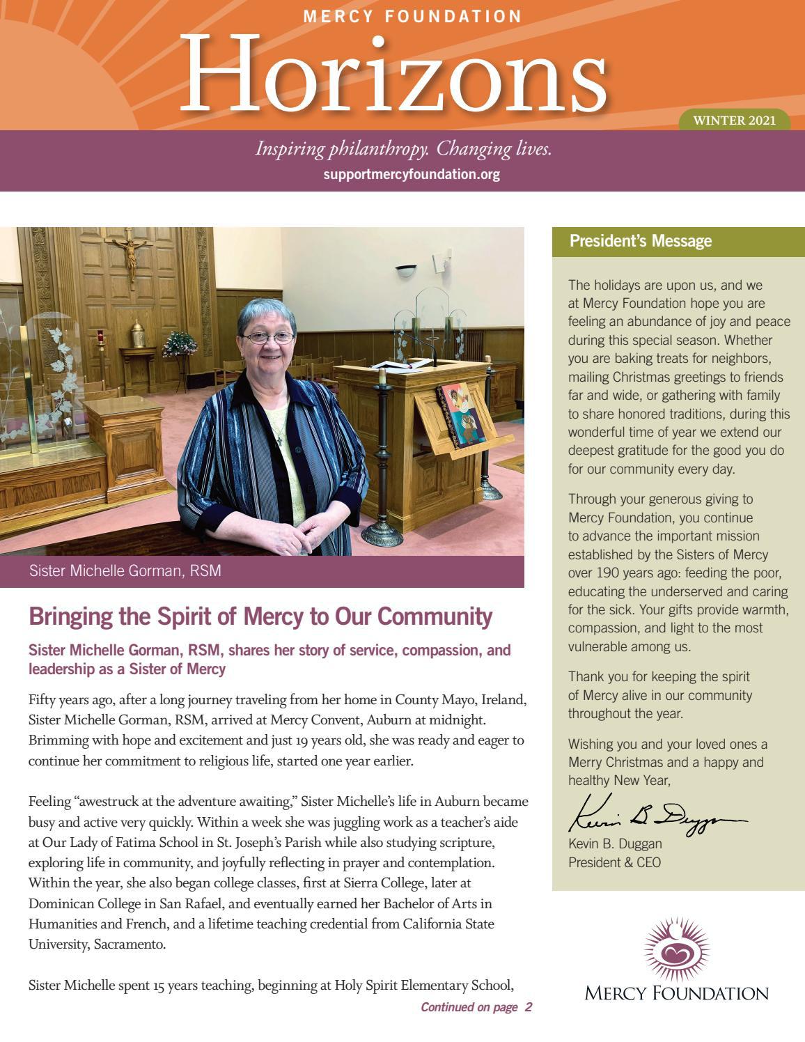 Horizons Winter 2021 by Mercy Foundation - Issuu
