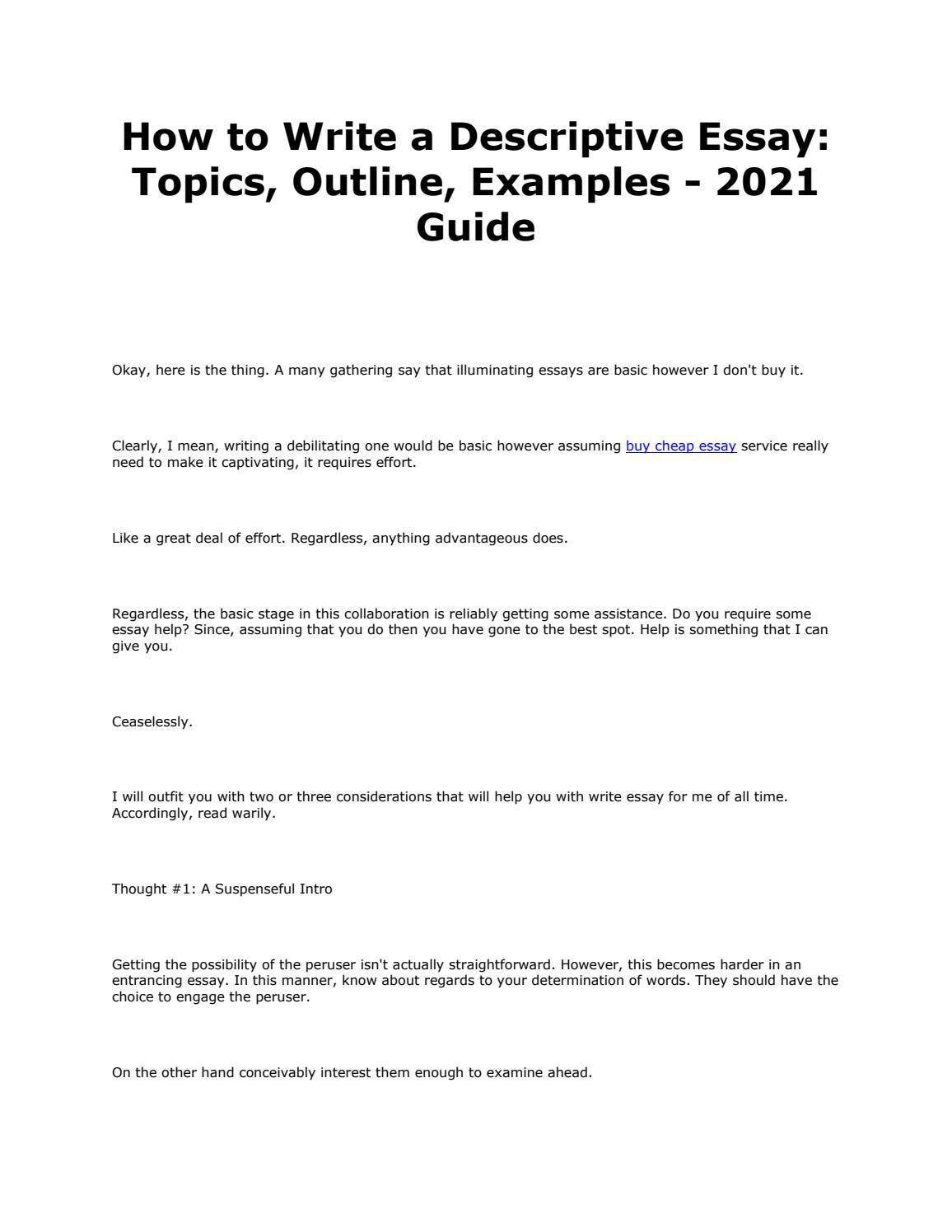 How to Write a Descriptive Essay: Topics, Outline, Examples - 2021 ...