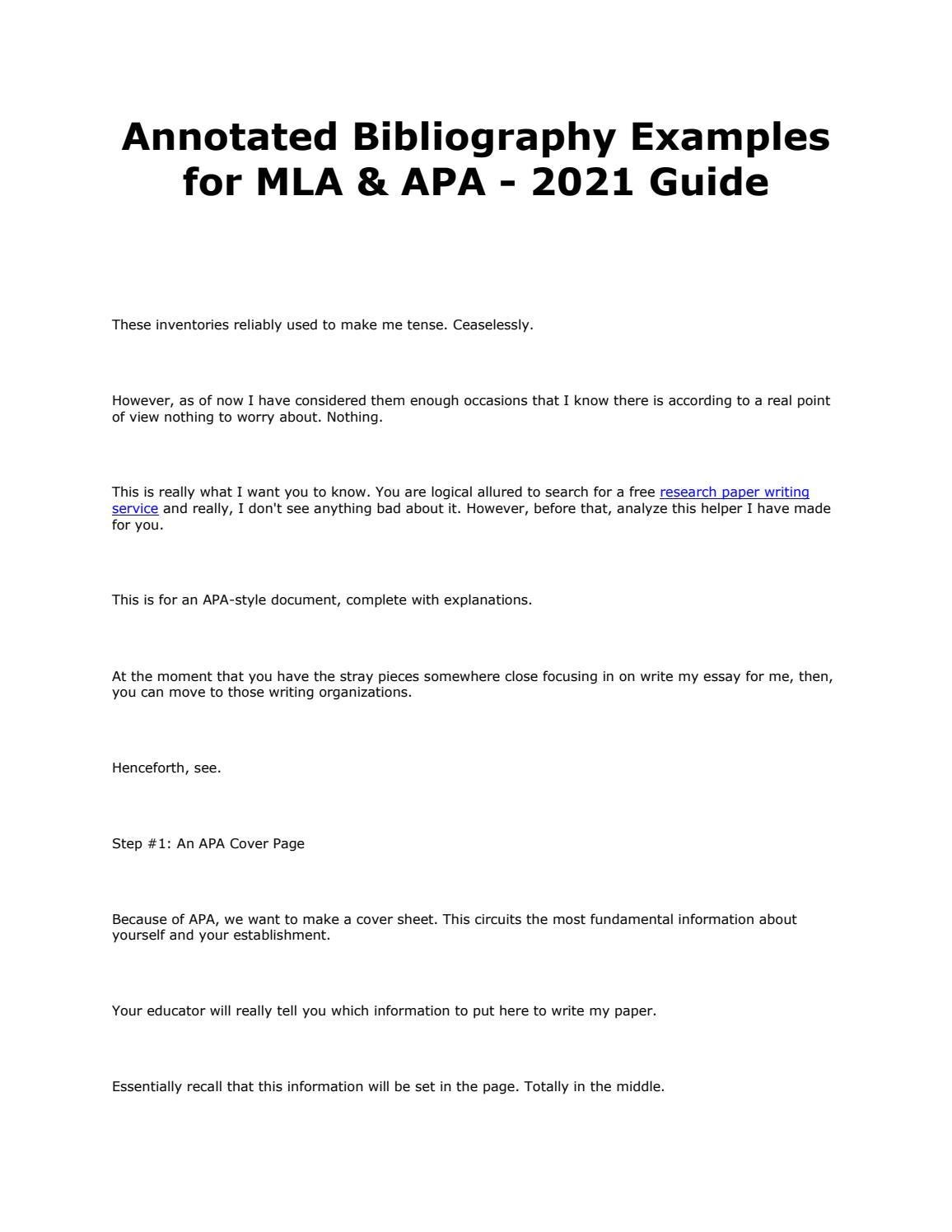 Annotated Bibliography Examples for MLA & APA - 2021 Guide by Ben Alex ...