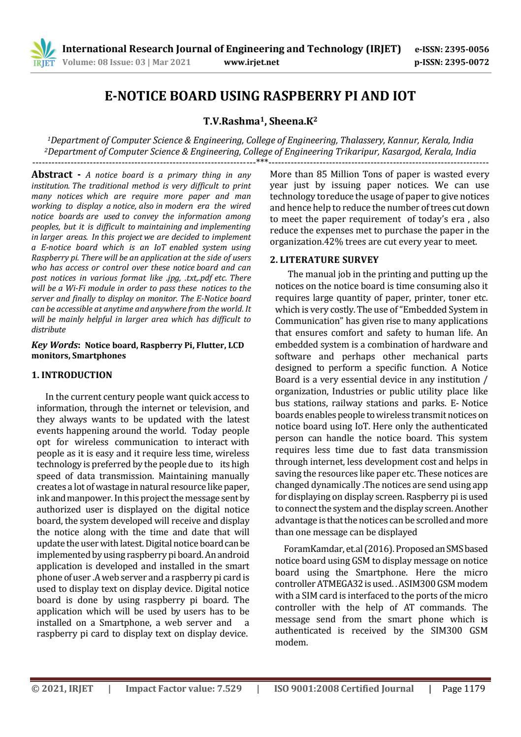 IRJET- E-Notice Board using Raspberry Pi and IoT by IRJET Journal - Issuu