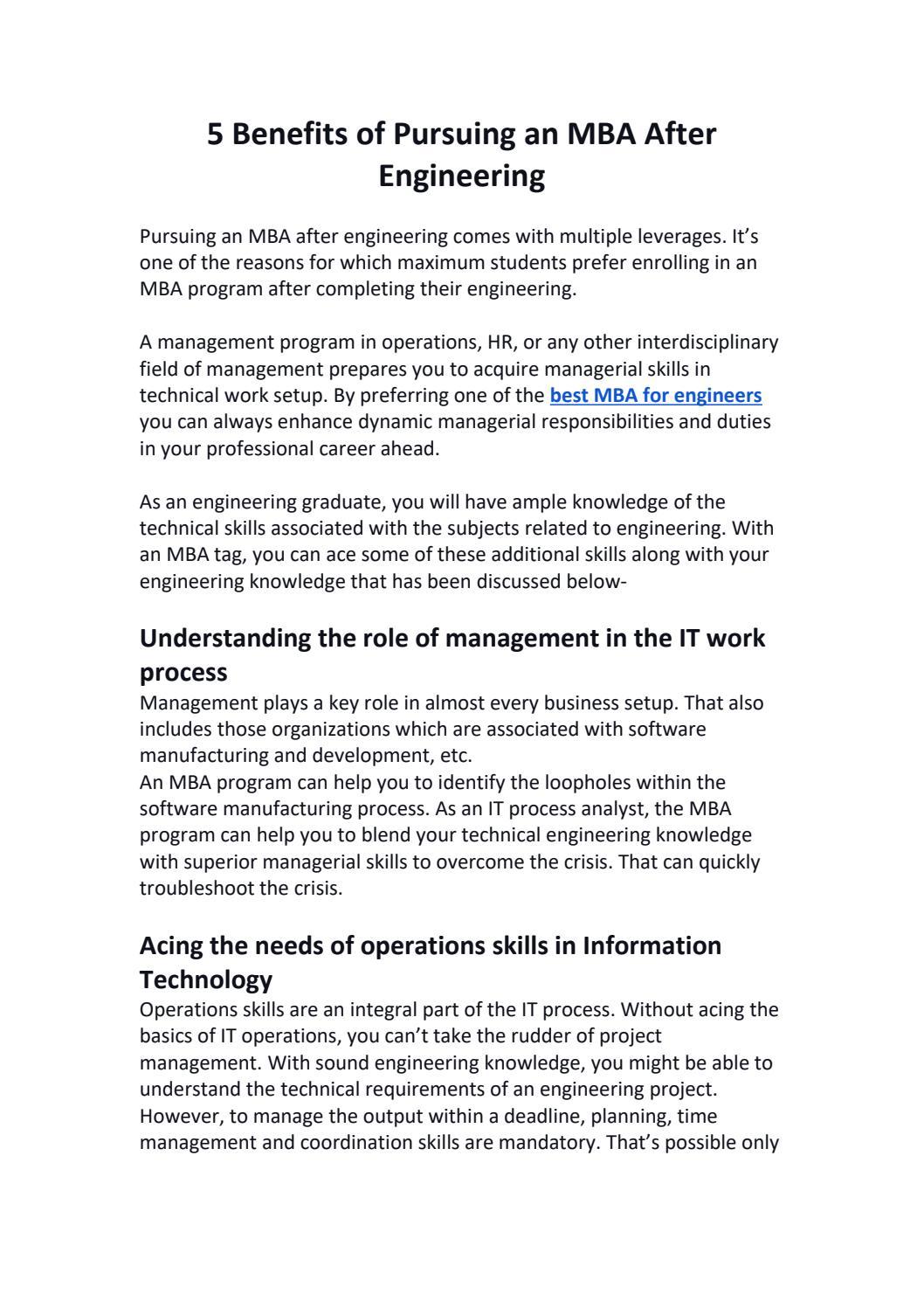 5 Benefits of Pursuing an MBA After Engineering by SIOM Nashik - Issuu