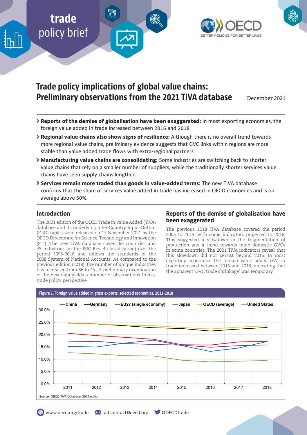 Trade Policy Implications of Global Value Chains: Preliminary ...