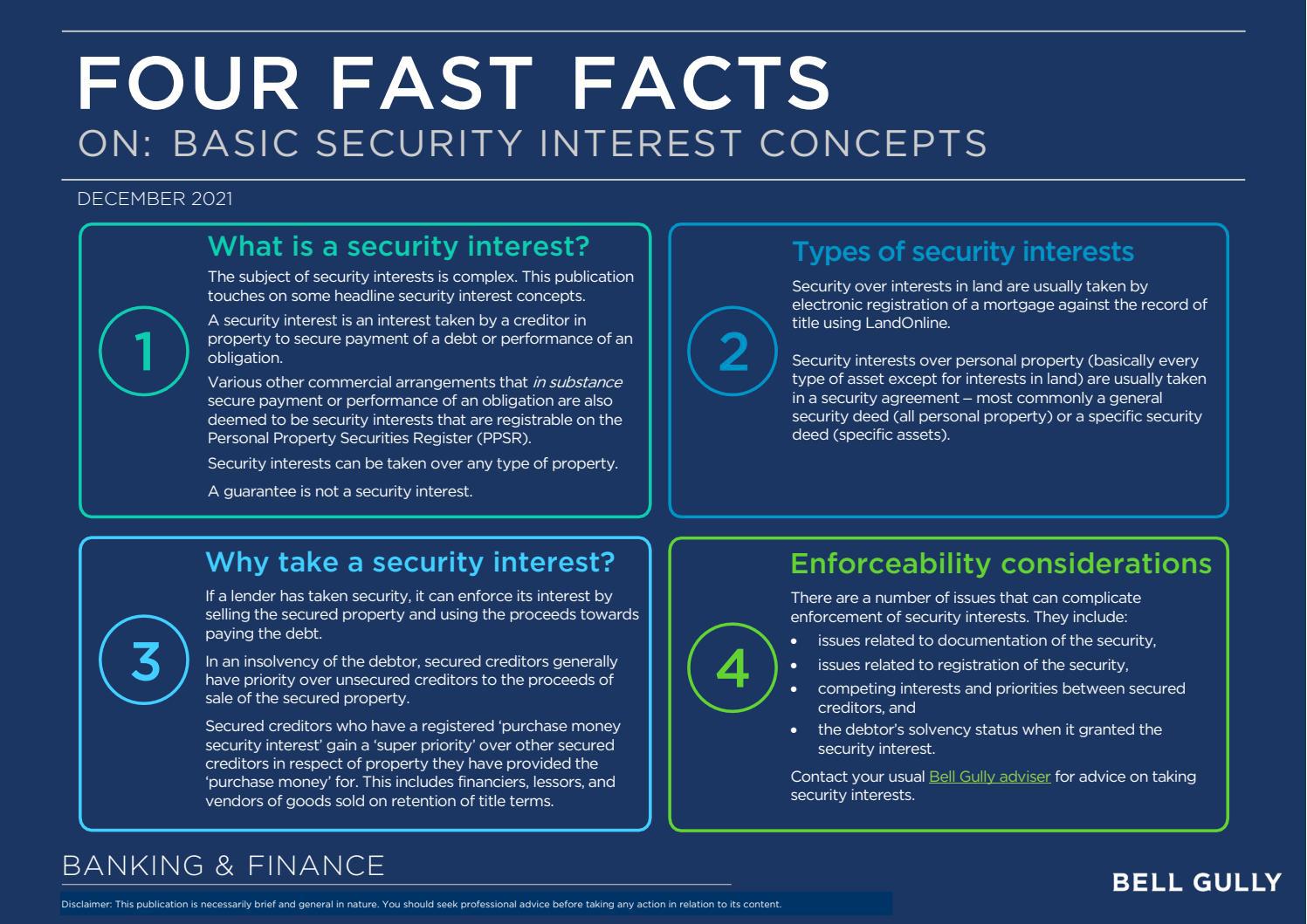 FOUR FAST FACTS on basic security interest concepts by bell-gully - Issuu