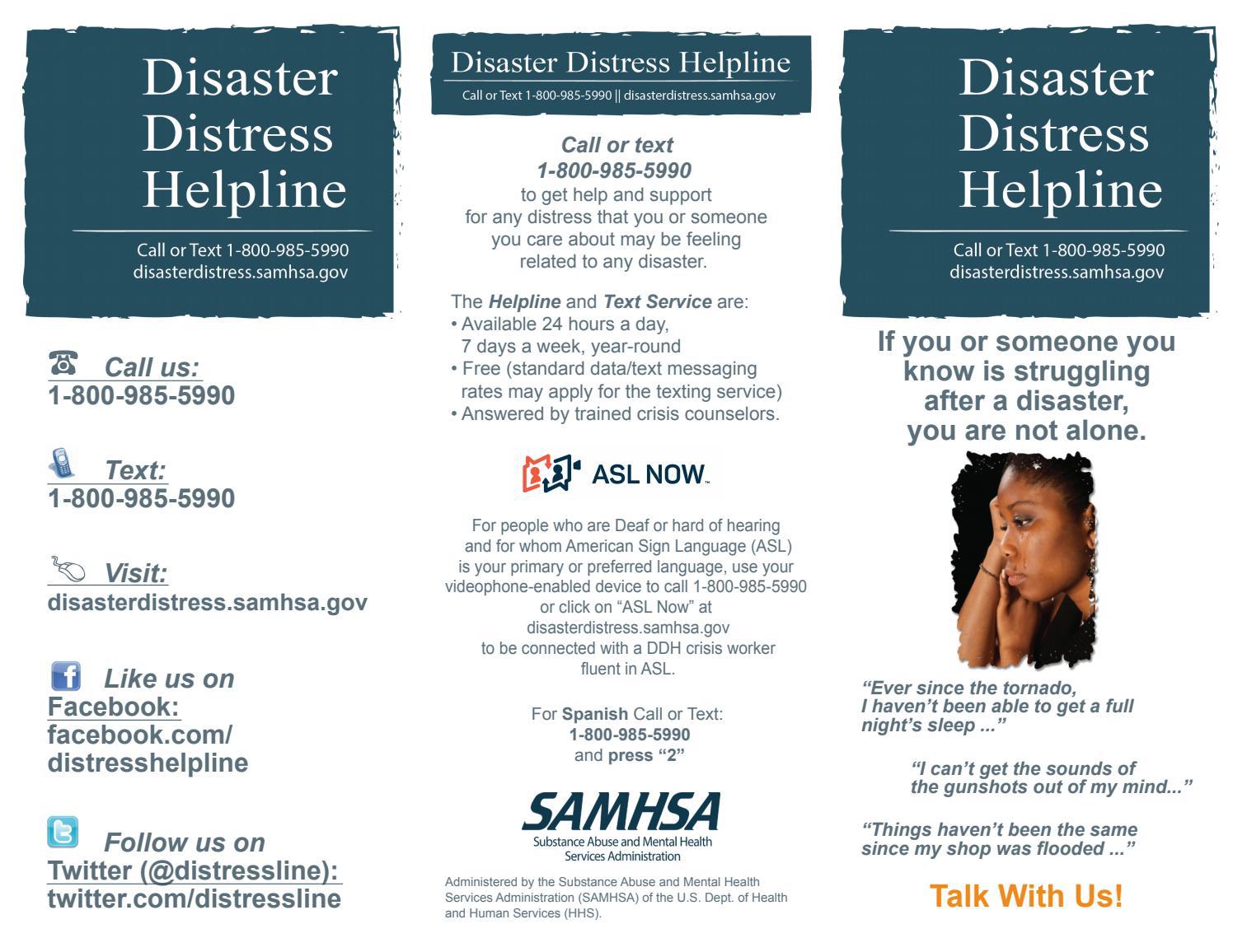 Disaster Distress Helpline Brochure (English) by Disaster Distress ...