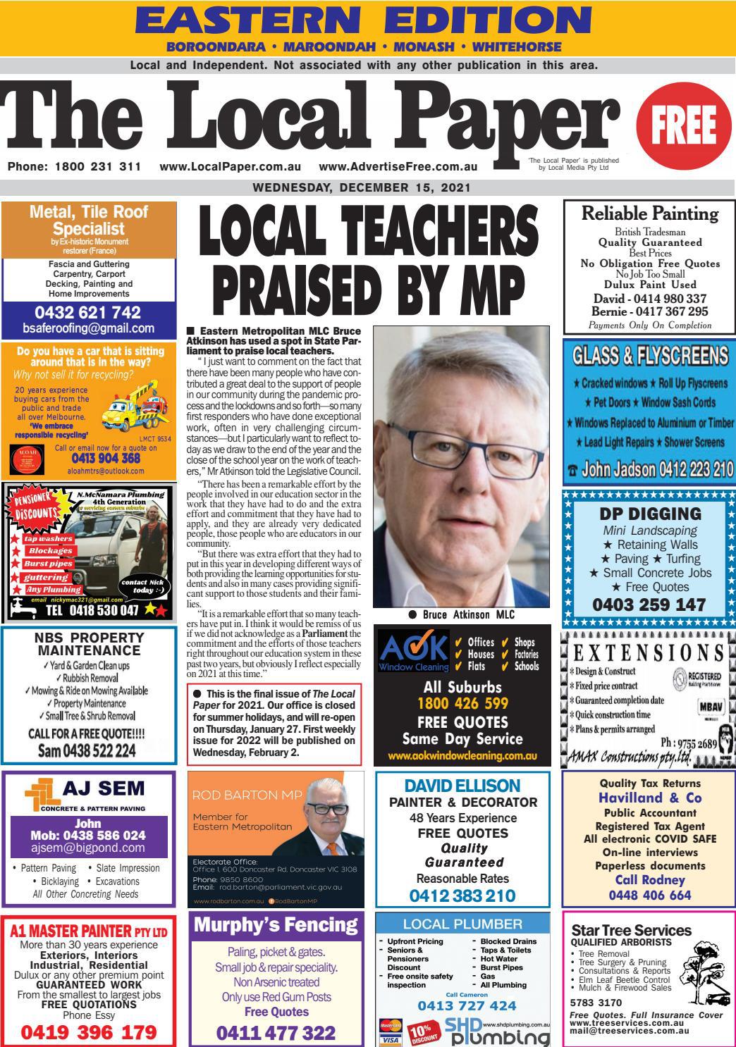 The Local Paper. Eastern Edition. Wed., Dec. 15, 2021 by Ash Long - Issuu