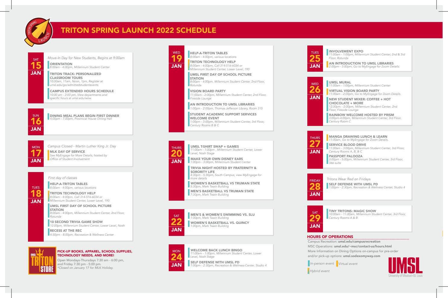 UMSL Spring 2022 Welcome Schedule by UMSL New Student Programs - Issuu