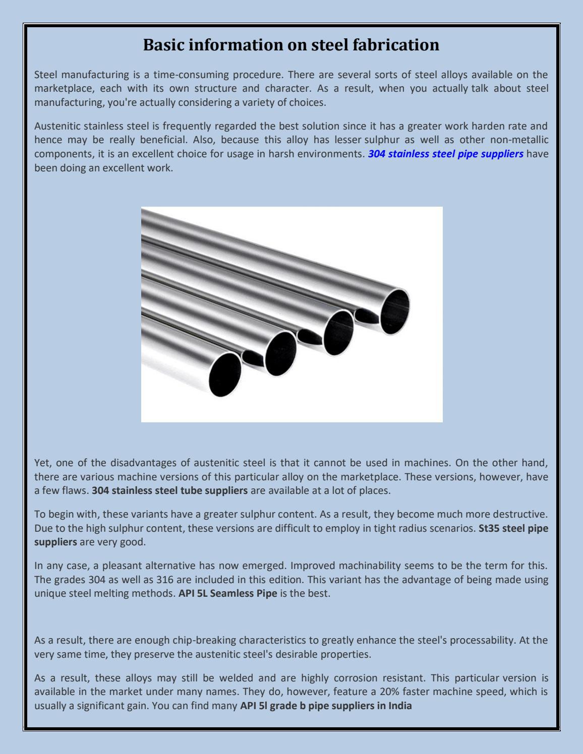Basic information on steel fabrication. by oilandgaspipe - Issuu