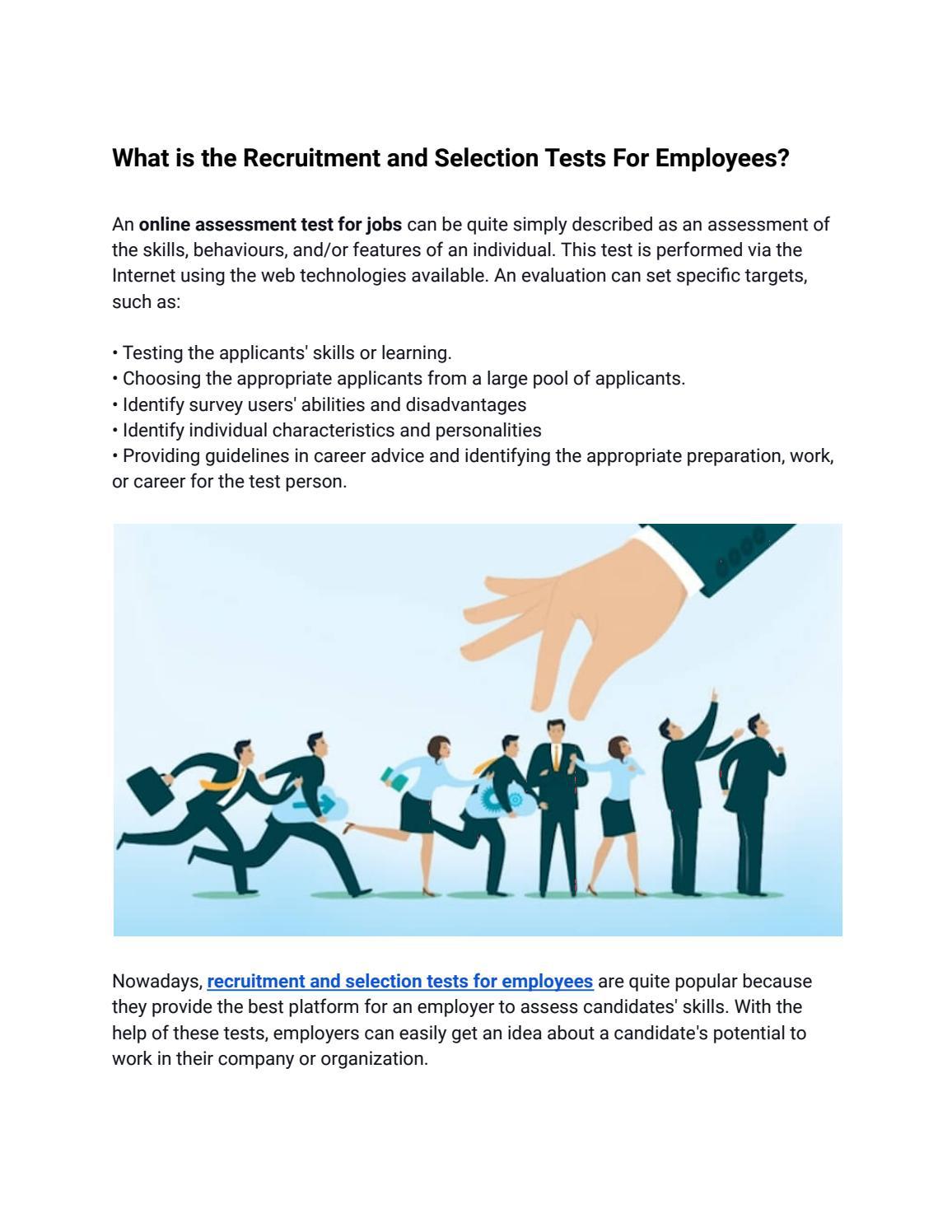 What is the Recruitment and Selection Tests For Employees? by ...