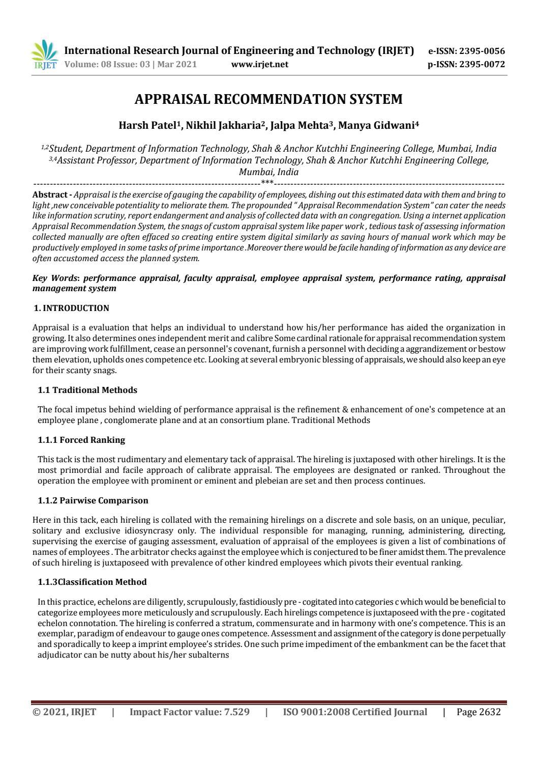 IRJET- Appraisal Recommendation System by IRJET Journal - Issuu