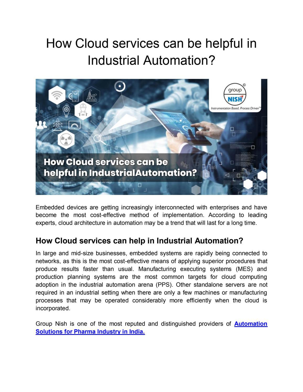 How Cloud services can be helpful in Industrial Automation? by Group ...