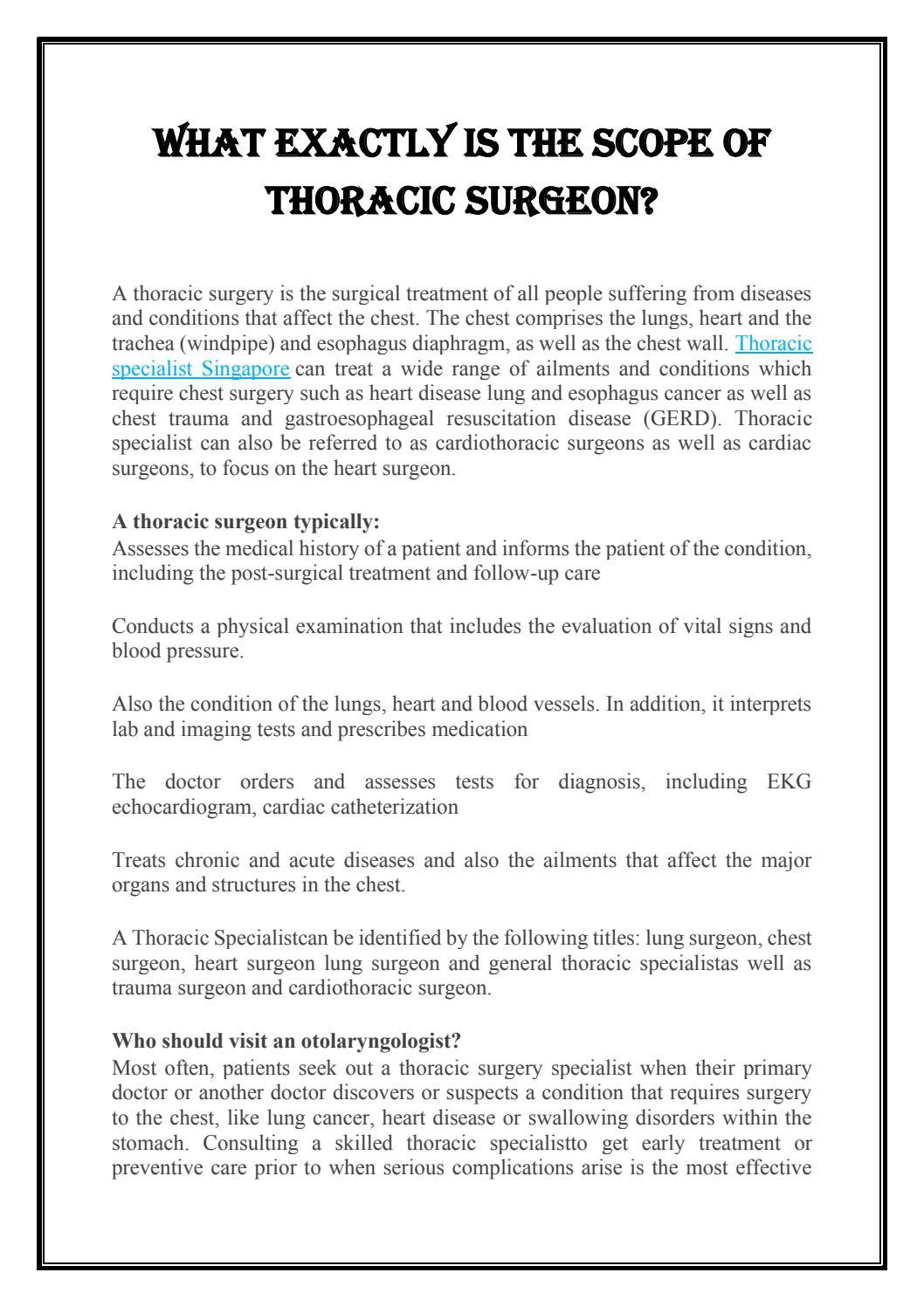 What Exactly is The Scope of Thoracic Surgeon? by tmary7641 - Issuu