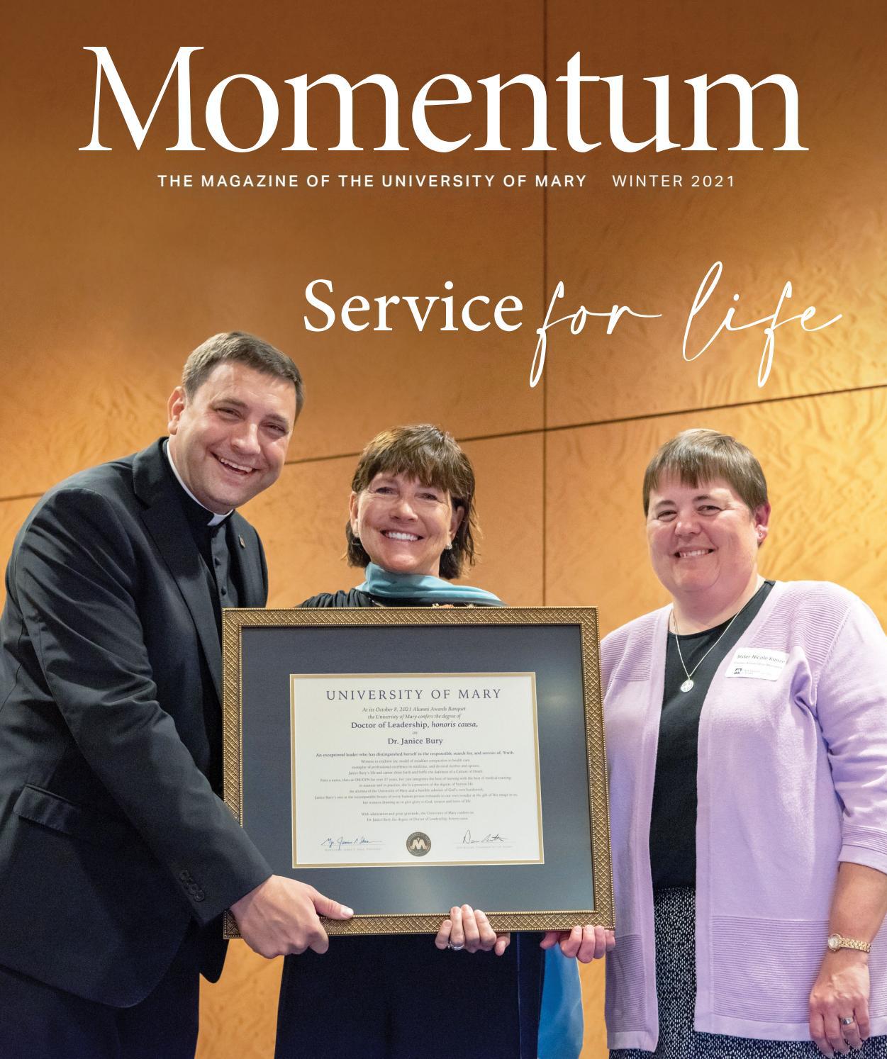 University of Mary Momentum Winter 2021 by University of Mary - Issuu