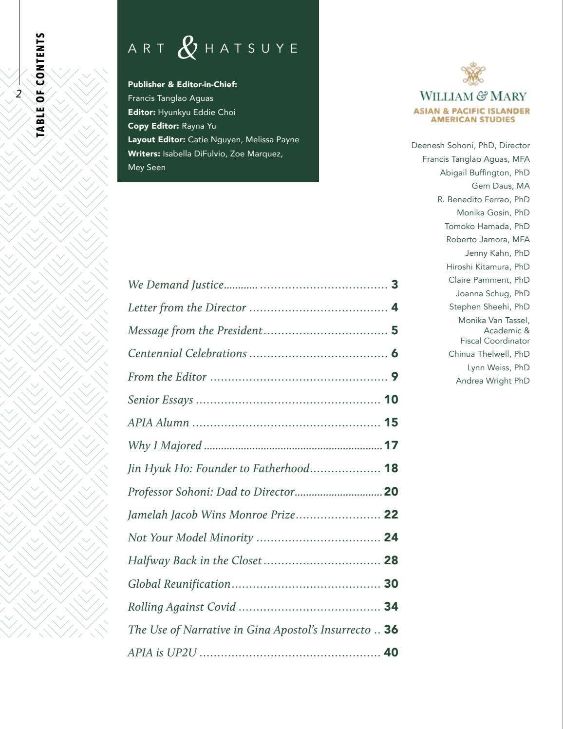 Art & Hatsuye 2021, Asian Centennial Edition by APIA -William and Mary ...