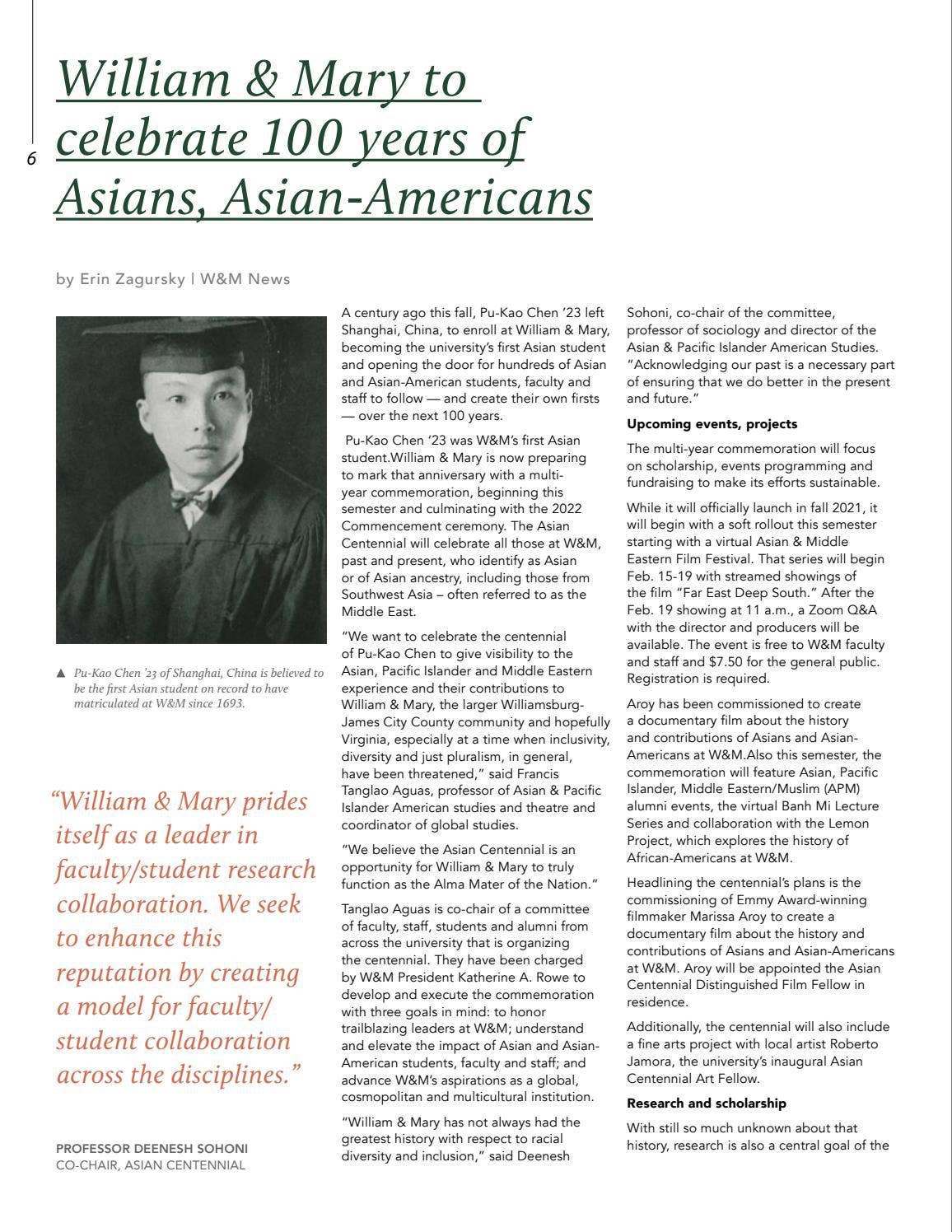 Art & Hatsuye 2021, Asian Centennial Edition by APIA -William and Mary ...