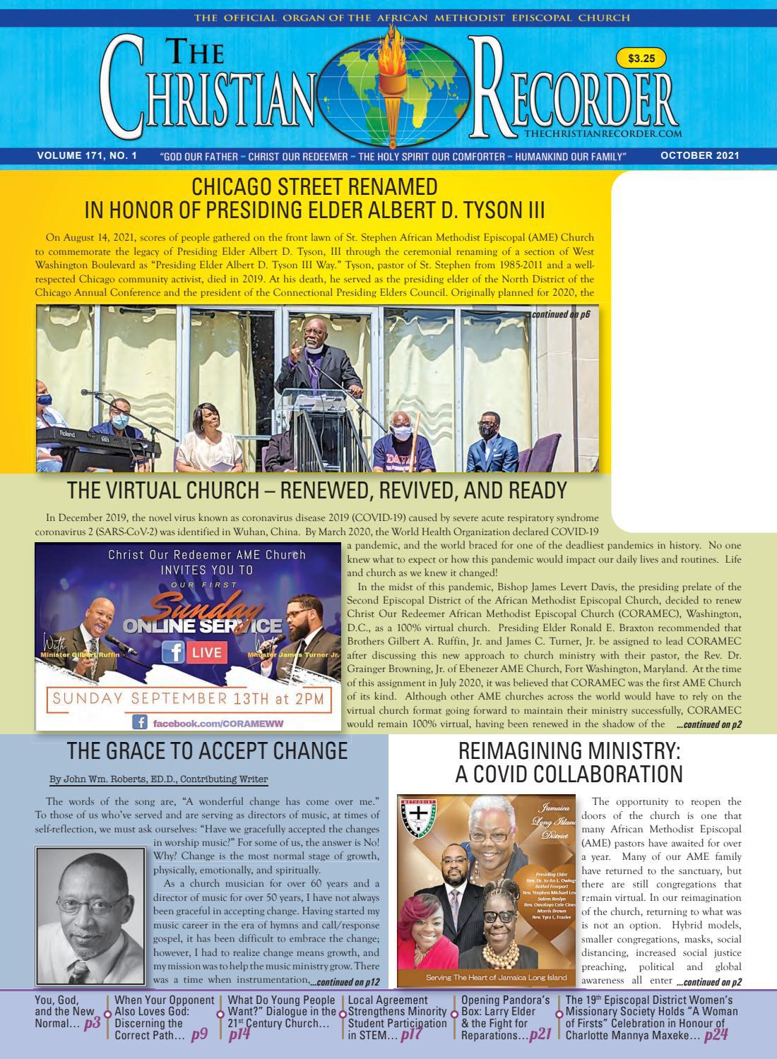 October 2021 Edition of The Christian Recorder by John Thomas III - Issuu
