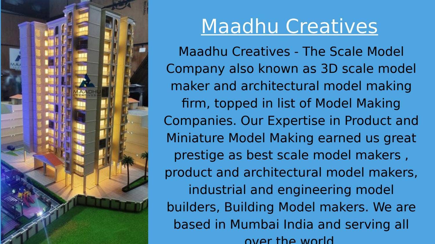 Architectural Model and Scale Model Making Company-Maadhu Creatives by ...
