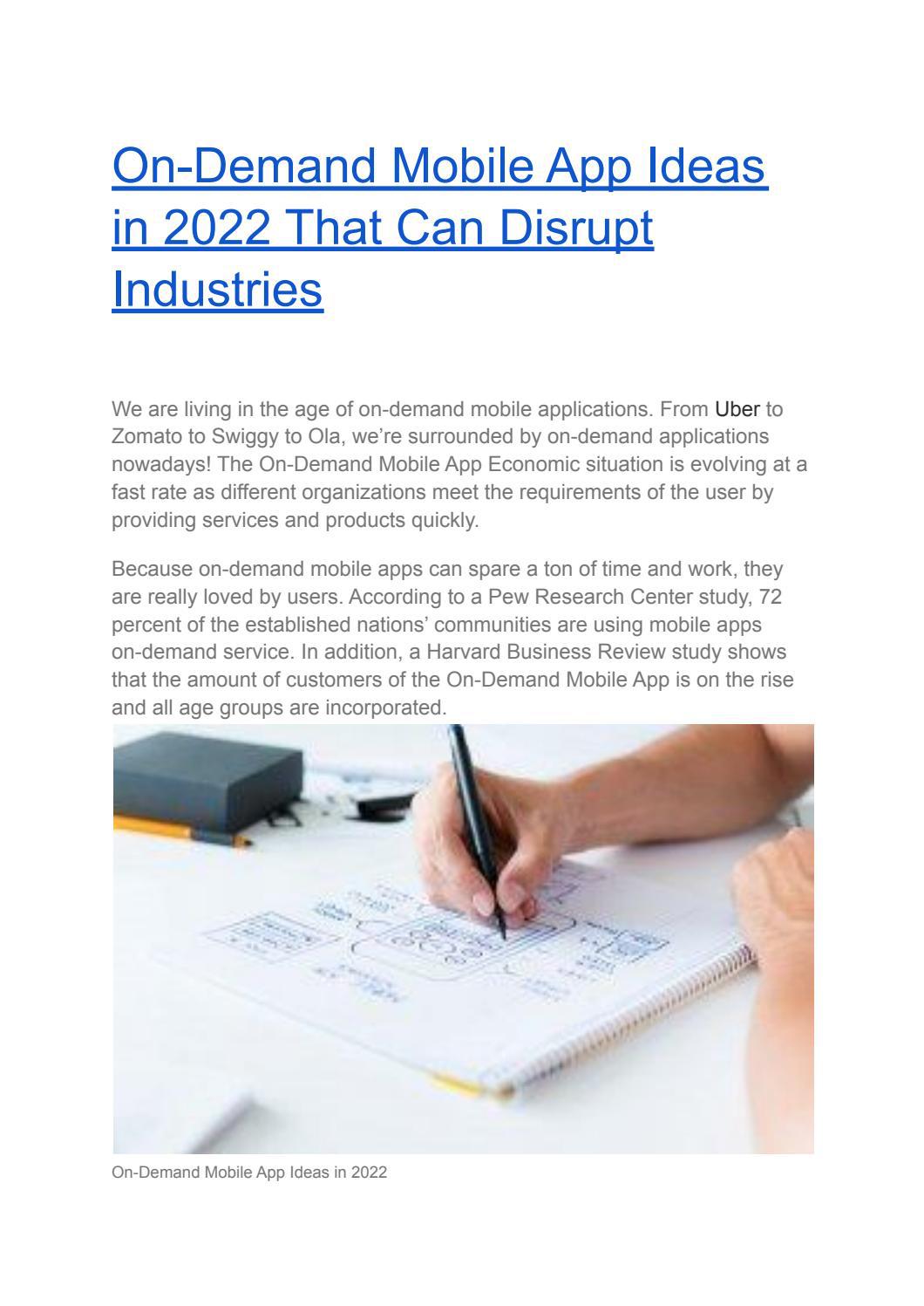 On-Demand Mobile App Ideas in 2022 That Can Disrupt Industries by ...