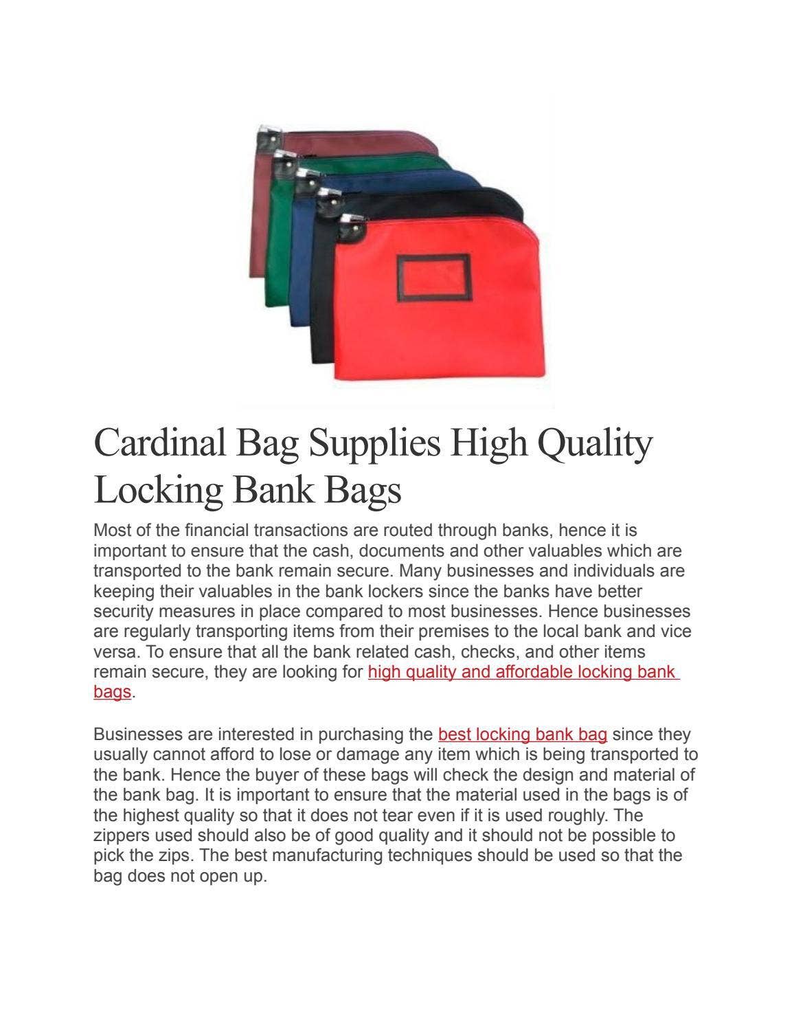 Cardinal Bag Supplies High Quality Locking Bank Bags by sabrinacavanagh ...