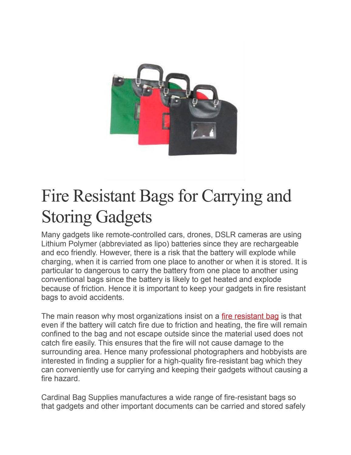 Fire Resistant Bags for Carrying and Storing Gadgets by sabrinacavanagh ...