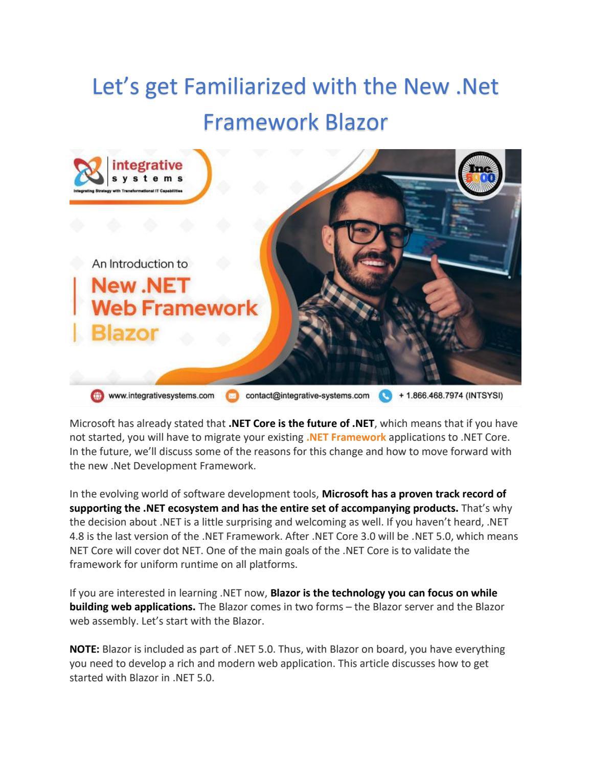 Let’s get Familiarized with the New .Net Framework Blazor by ...
