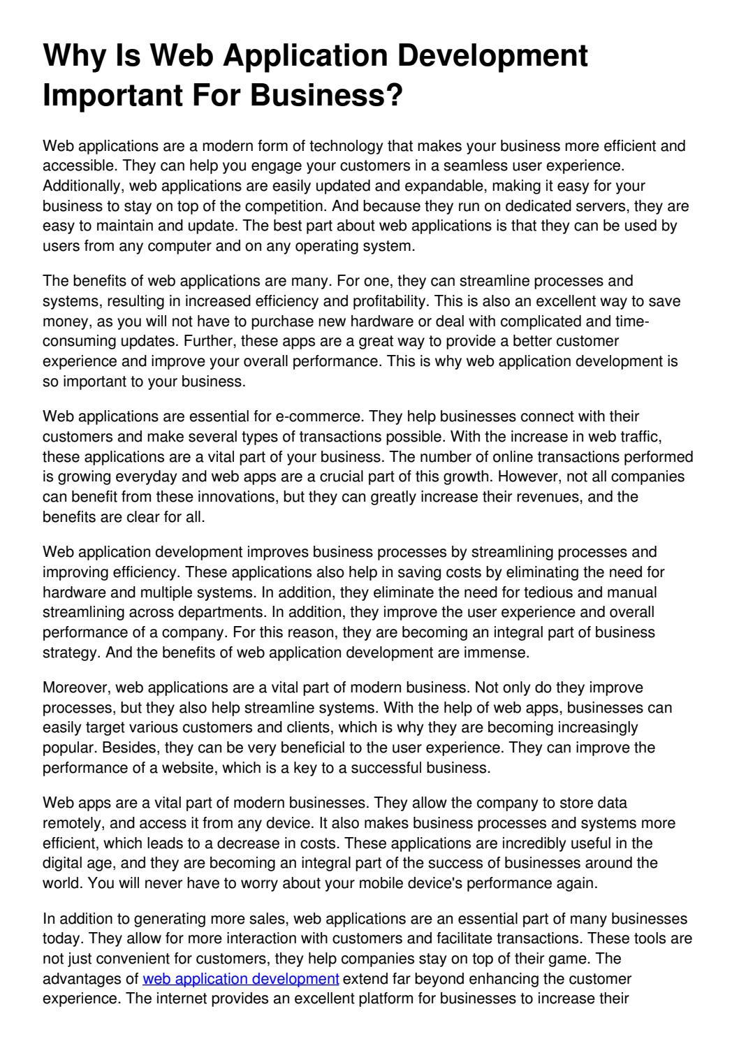 Why Is Web Application Development Important For Business? by nextbrain - Issuu