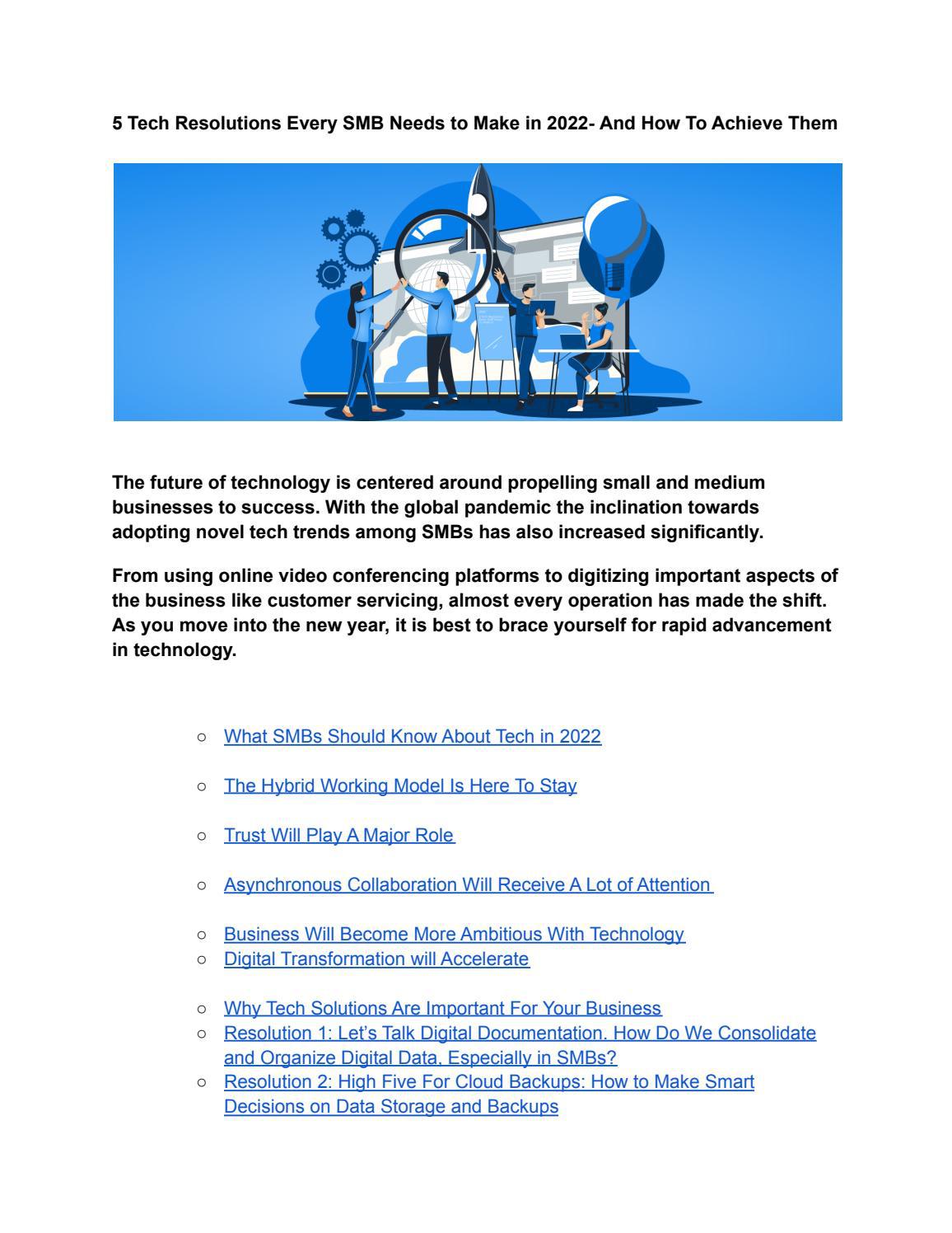 5 Tech Resolutions Every SMB Needs to Make in 2022- And How To Achieve ...