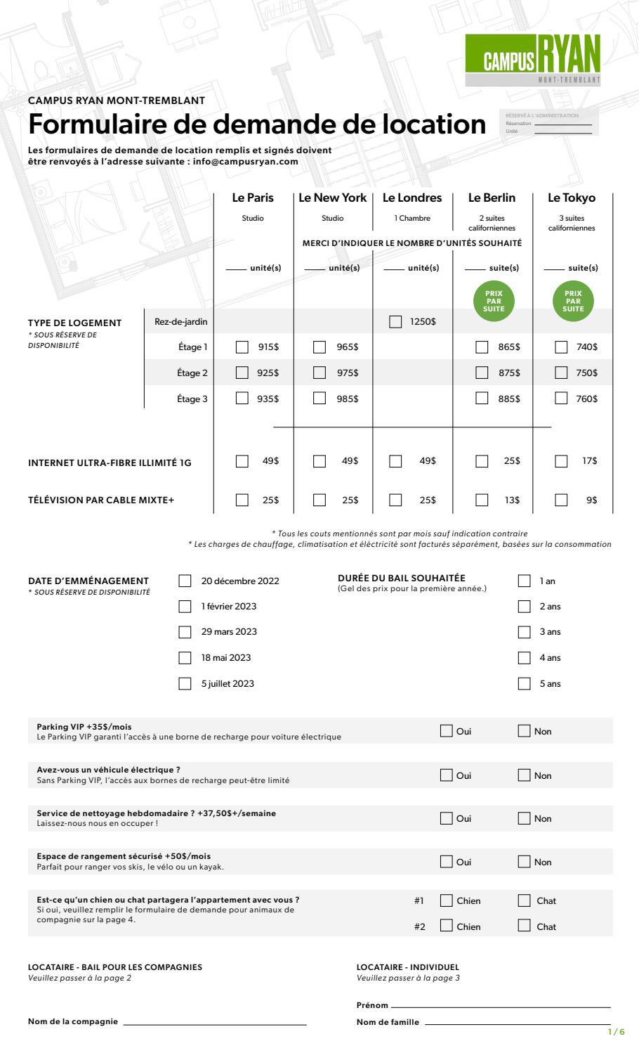 Campus Ryan - Formulaire de demande de location by campusryan - Issuu