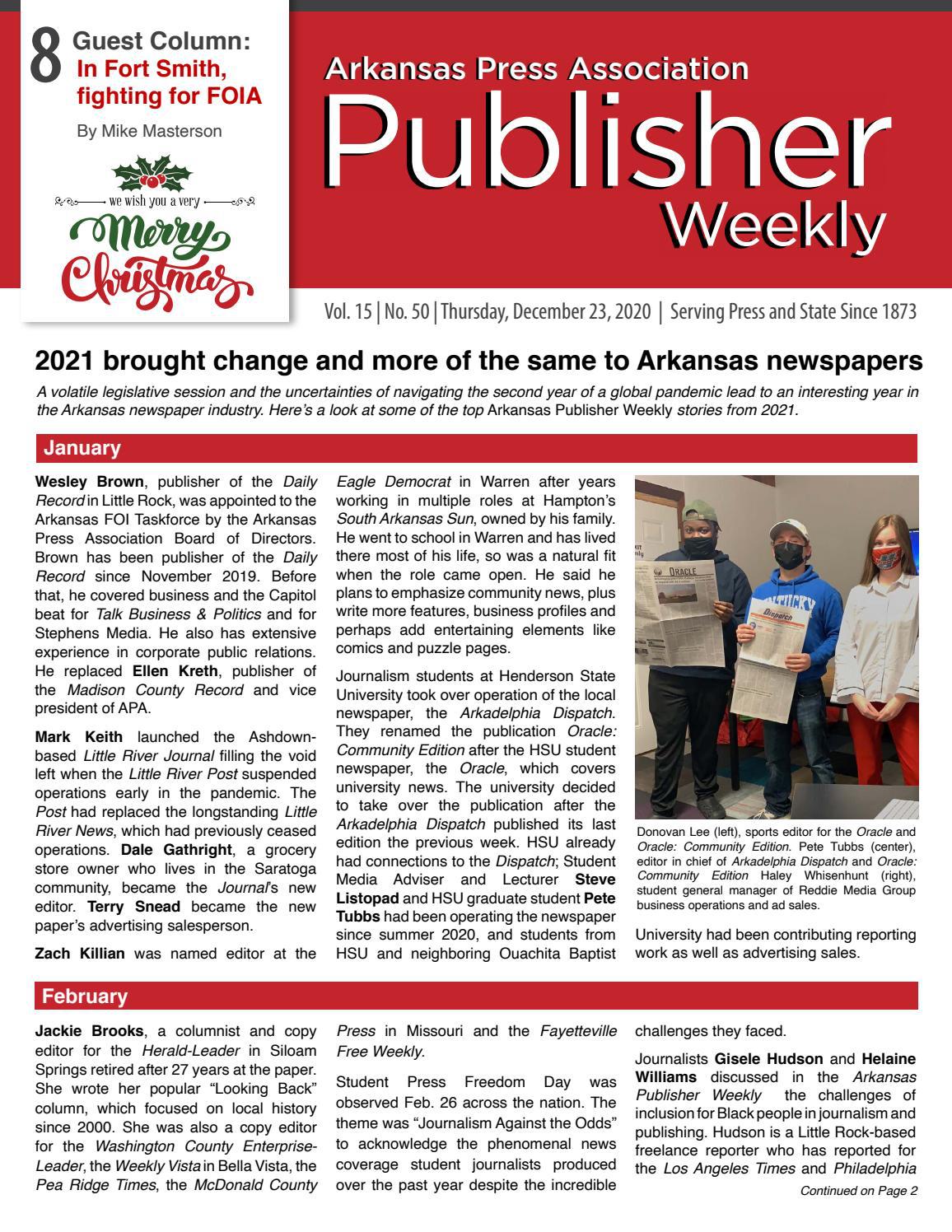 Arkansas Publisher Weekly: December 23, 2021 by Arkansas Press ...