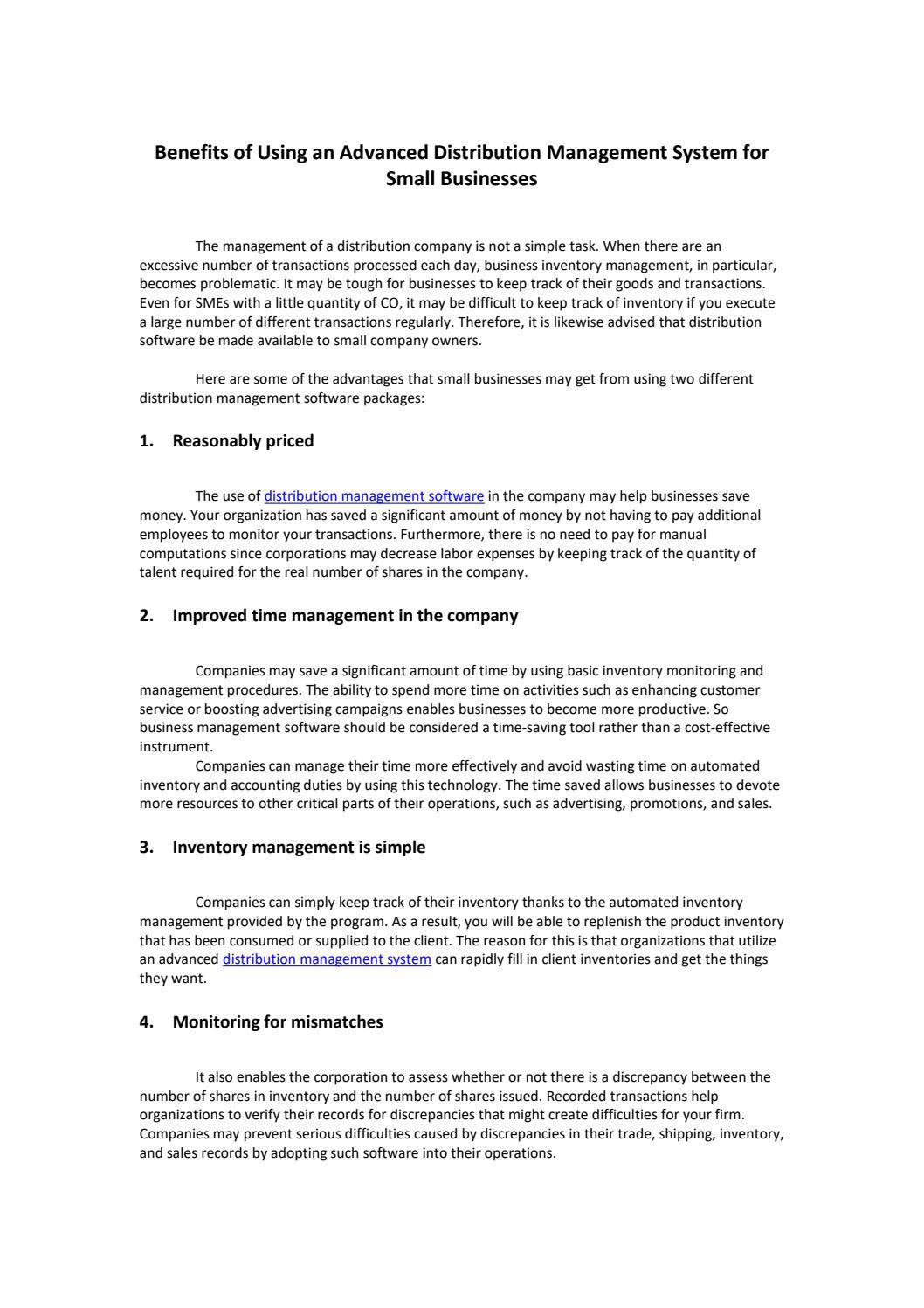 Benefits of Using an Advanced Distribution Management System by ...