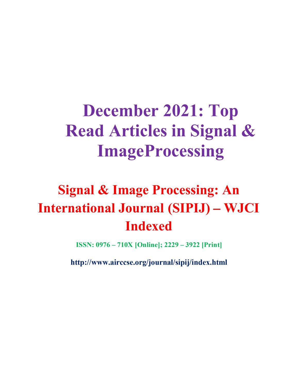 Signal & Image Processing An International Journal (Sipij) at Isaac ...