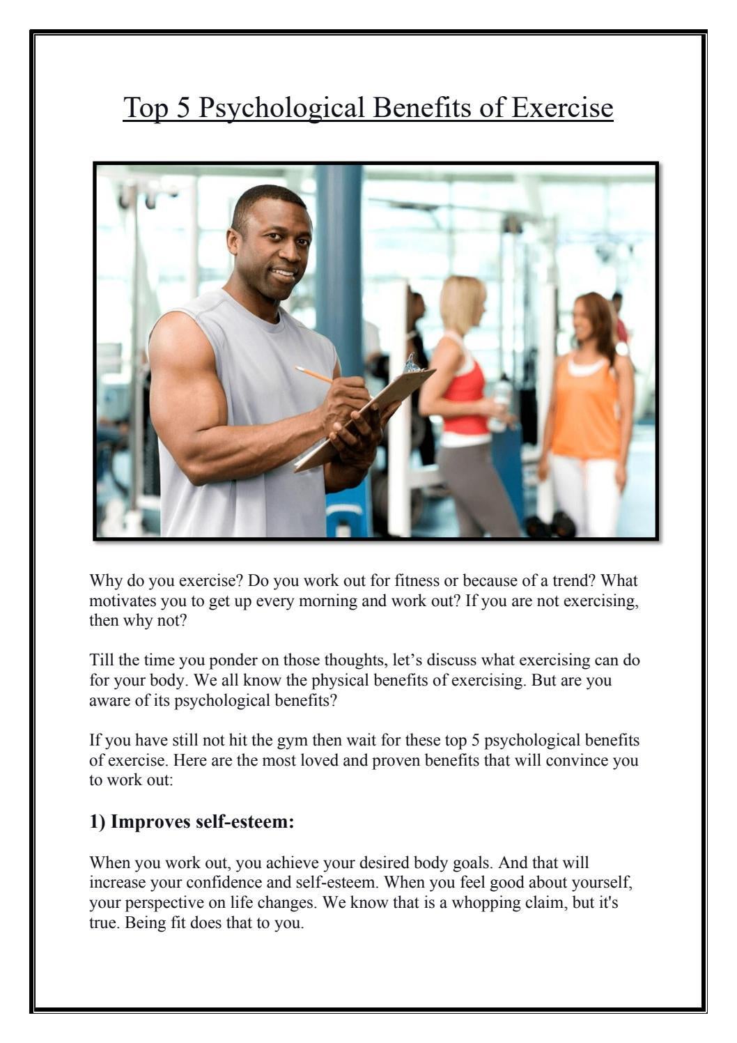 Top 5 Psychological Benefits of Exercise by Corrieluscardiology - Issuu
