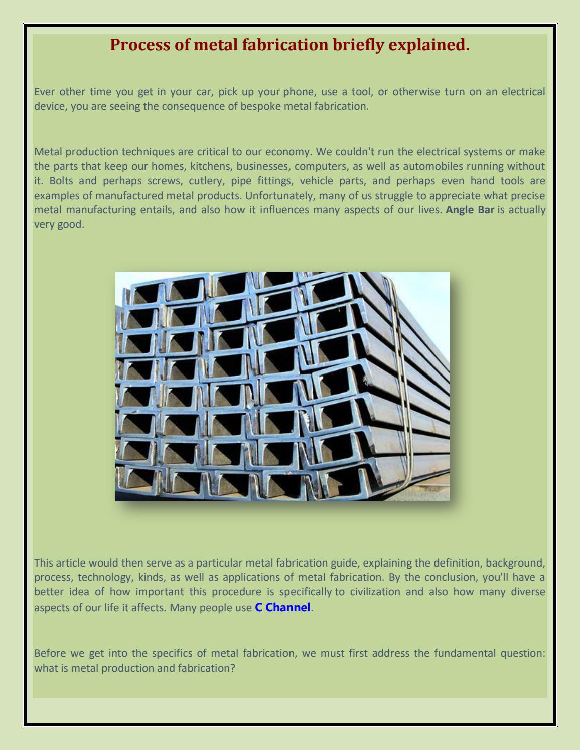 Process of metal fabrication briefly explained. by Kianhuatmetal - Issuu