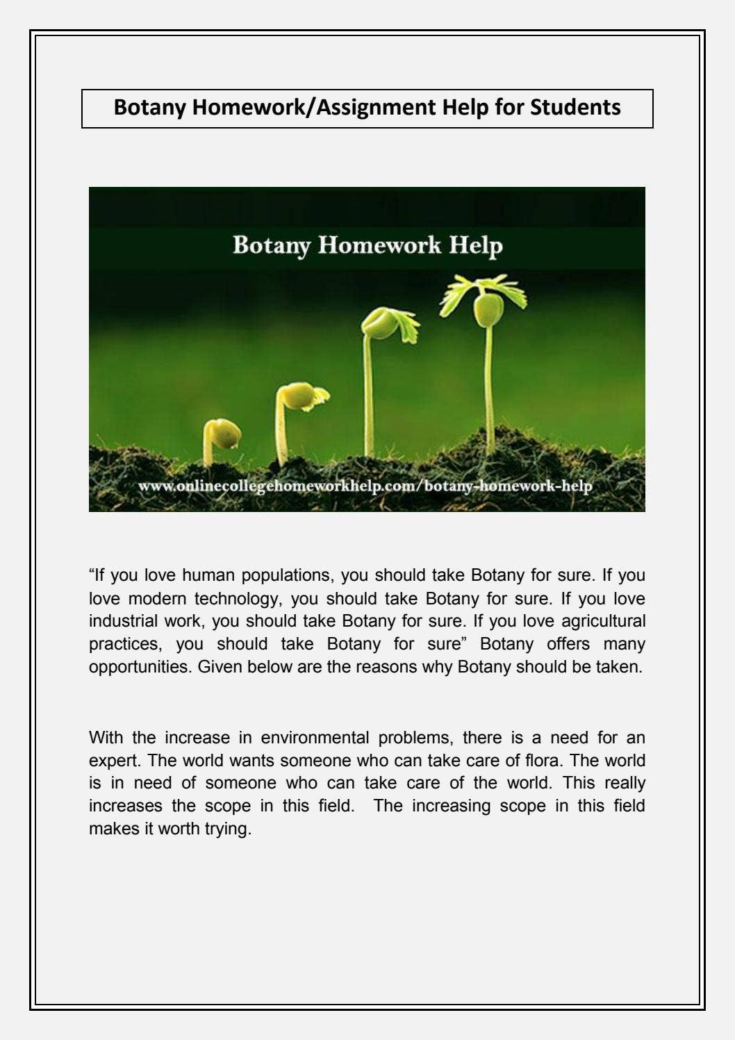 Botany Homework Help | Botany Assignment Help | Botany Tutors by Angel ...
