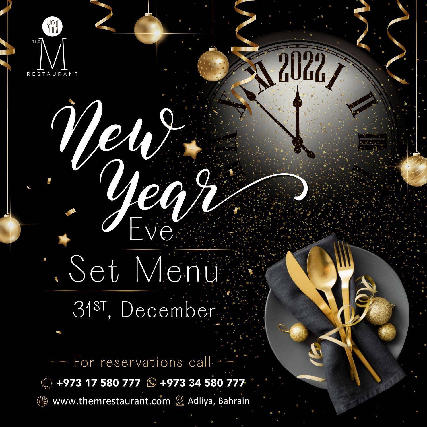 New Year's Eve Celebrate at The M Restaurant Bahrain by The M ...