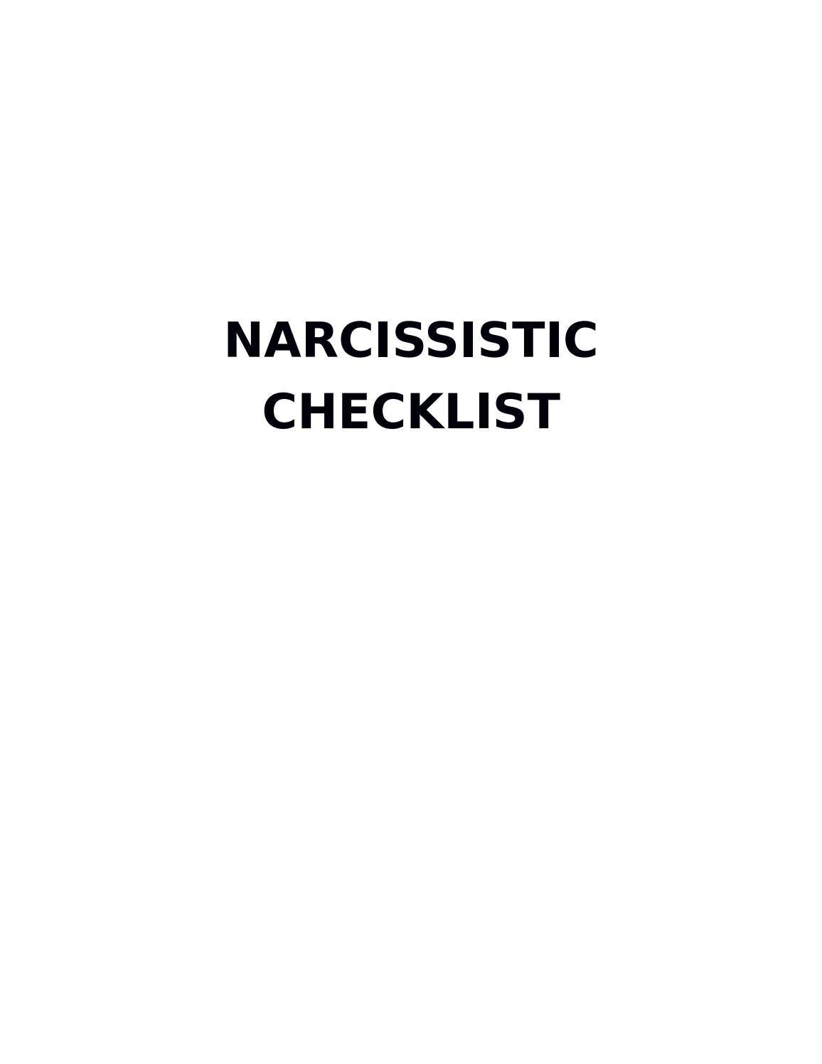 NARCISSISTIC CHECKLIST by billkohlmeyer - Issuu
