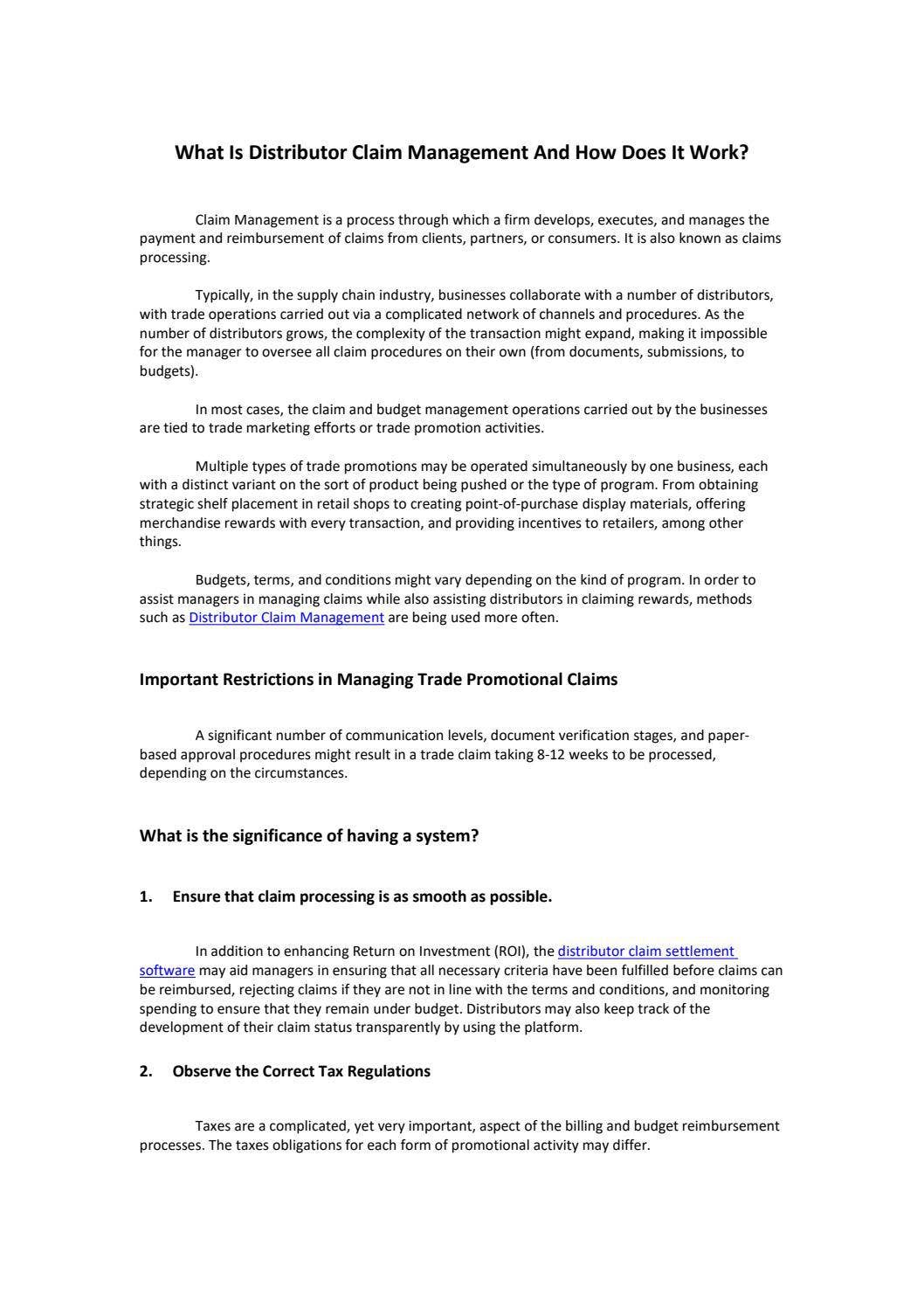 What is Distributor Claim Management and How Does It Work by ...