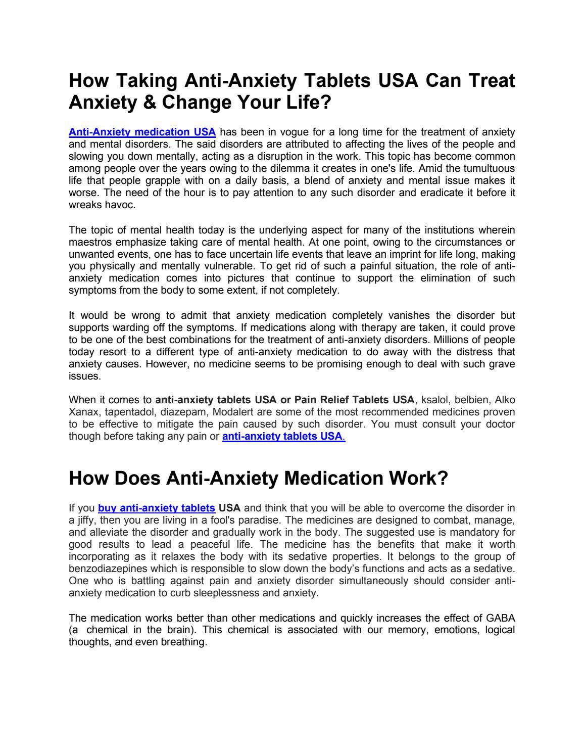 How Taking Anti-Anxiety Tablets USA Can Treat by Online Pharmas - Issuu